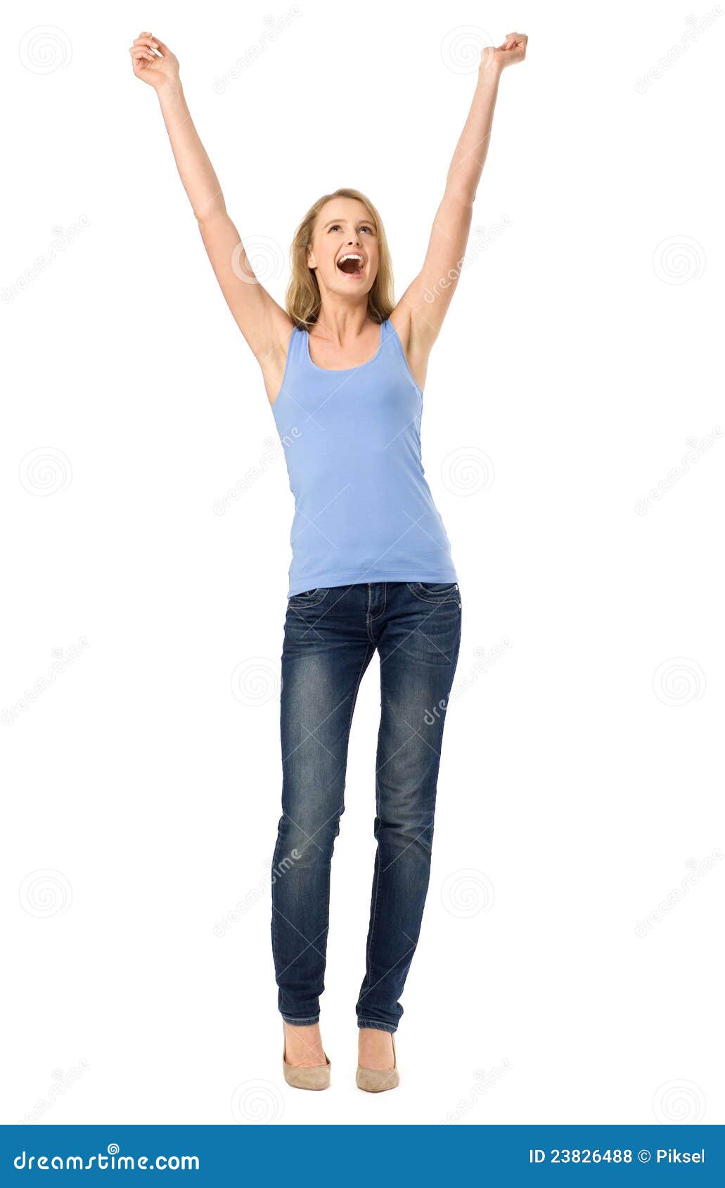 Mujer Con Los Brazos Levantados Fotos de archivo libres de regalías ...