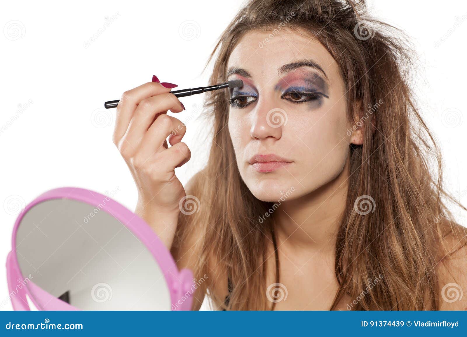 Mujer con maquillaje feo imagen de archivo. Imagen de haga - 91374439