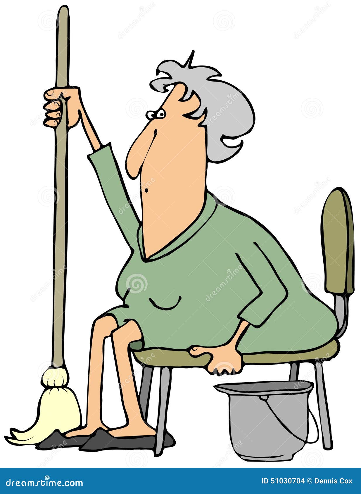 Mujer con una fregona stock de ilustración. Ilustración de fregar ...