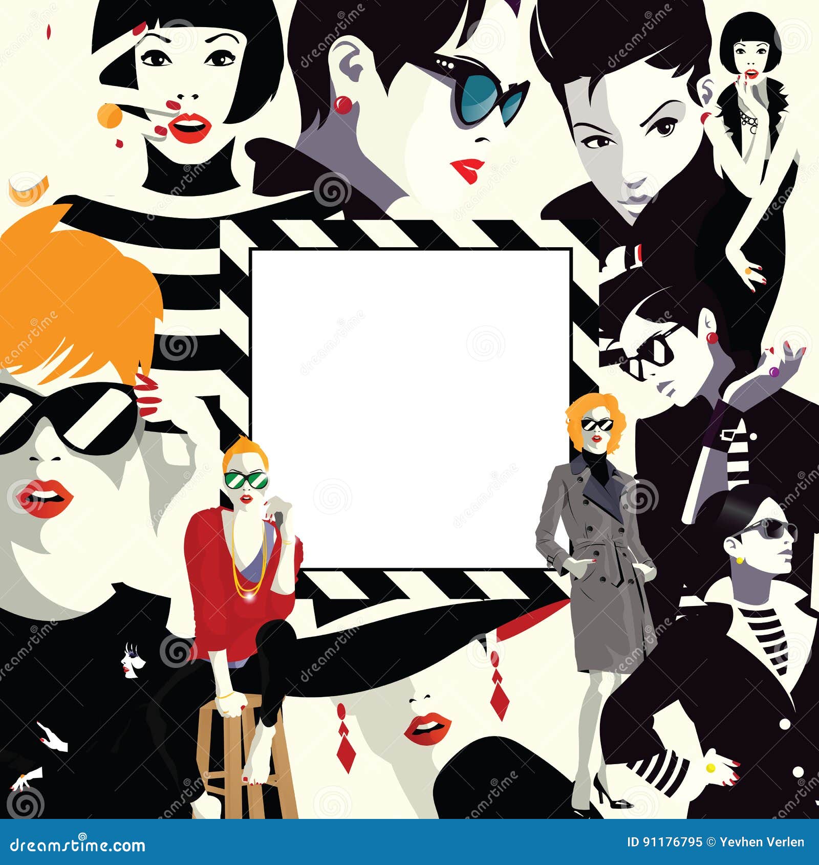 Mujer De La Moda En Arte Pop Del Estilo Ilustración del Vector ...