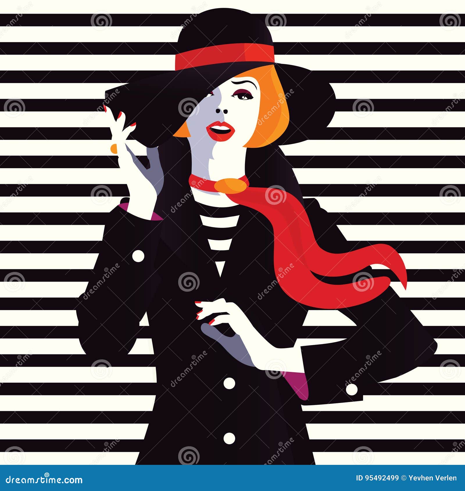 Mujer De La Moda En Arte Pop Del Estilo Ilustración del Vector ...