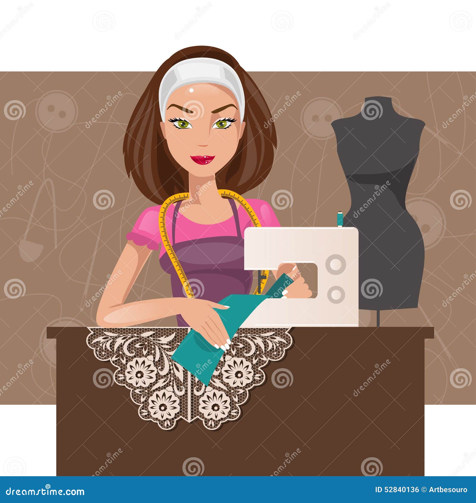 Mujer De La Modista Ilustración Del Vector Ilustración del Vector ...