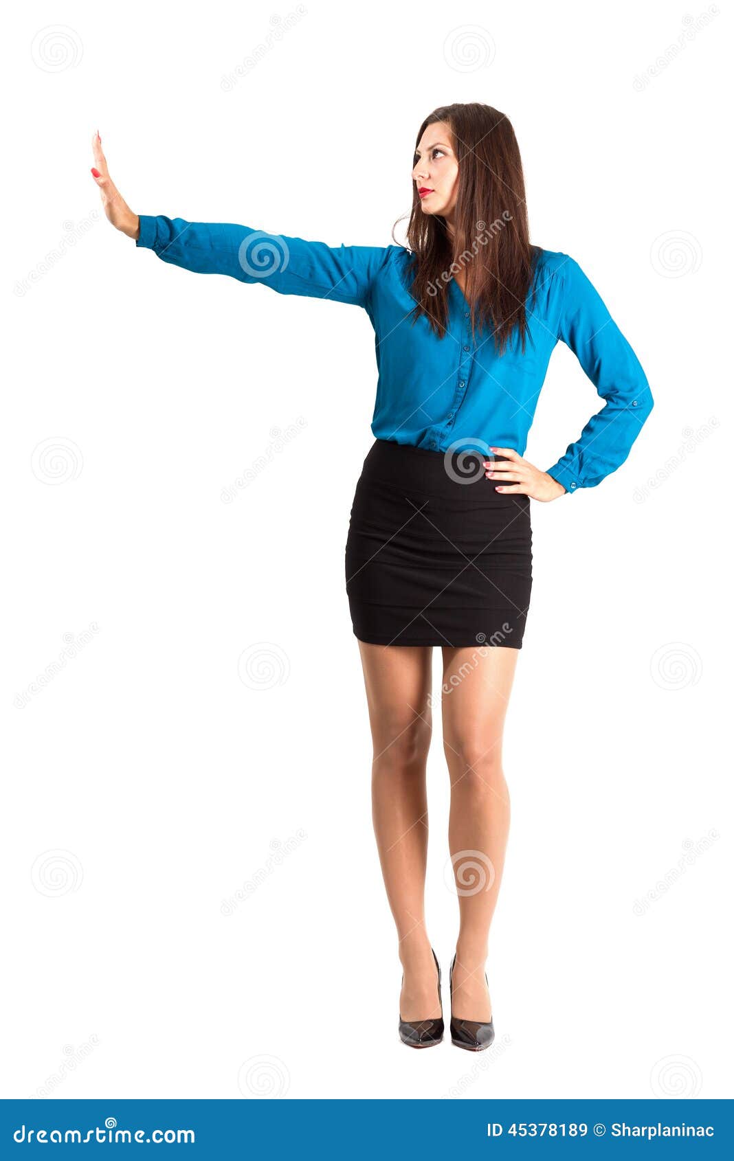 Mujer De Negocios Con Gesto De Mano De La Parada Imagen de archivo ...