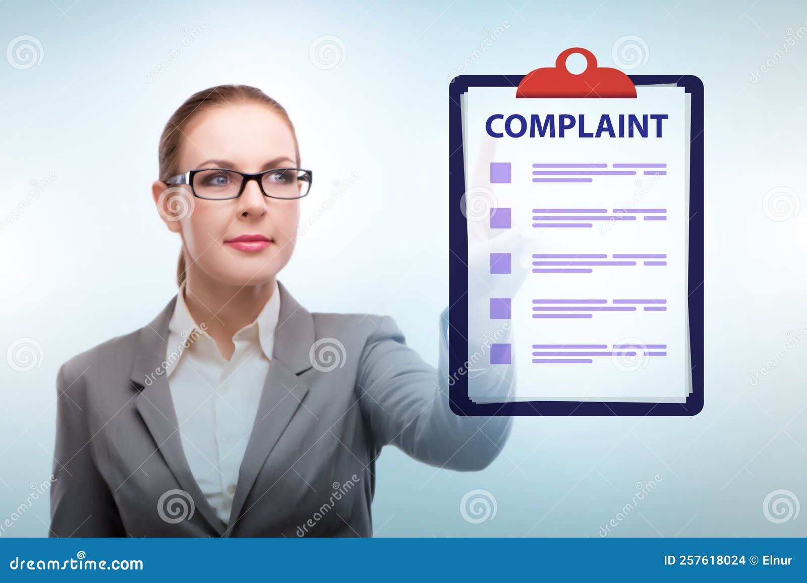 Mujer De Negocios En El Concepto De Queja De Clientes Foto de archivo ...