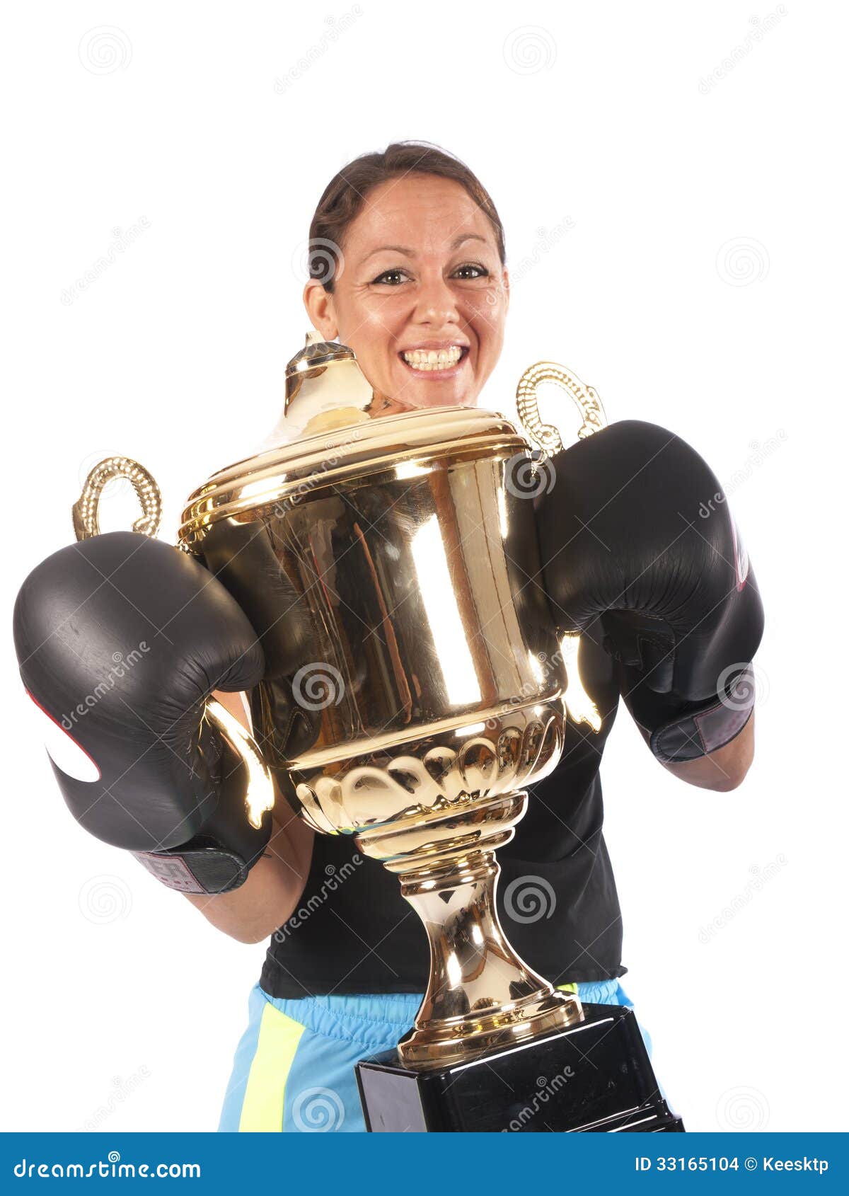 Mujer Del Boxeo Con Un Trofeo Foto de archivo - Imagen de manera, color ...