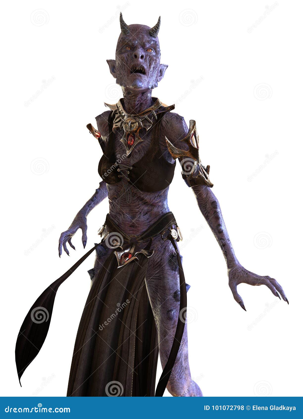 Mujer Del Demonio Aislada En El Ejemplo Blanco 3D Stock de ilustración ...