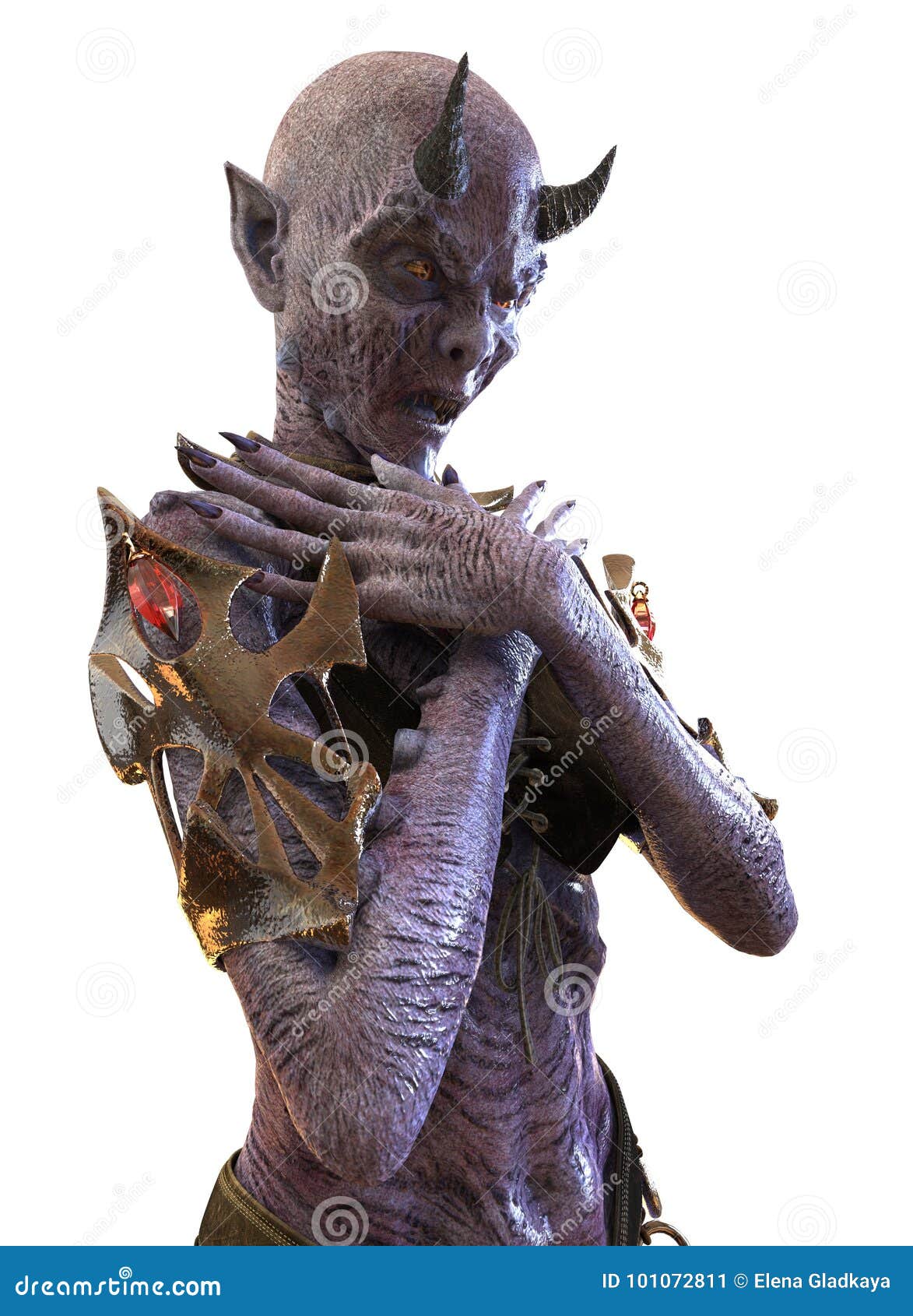 Mujer Del Demonio Aislada En El Ejemplo Blanco 3D Stock de ilustración ...