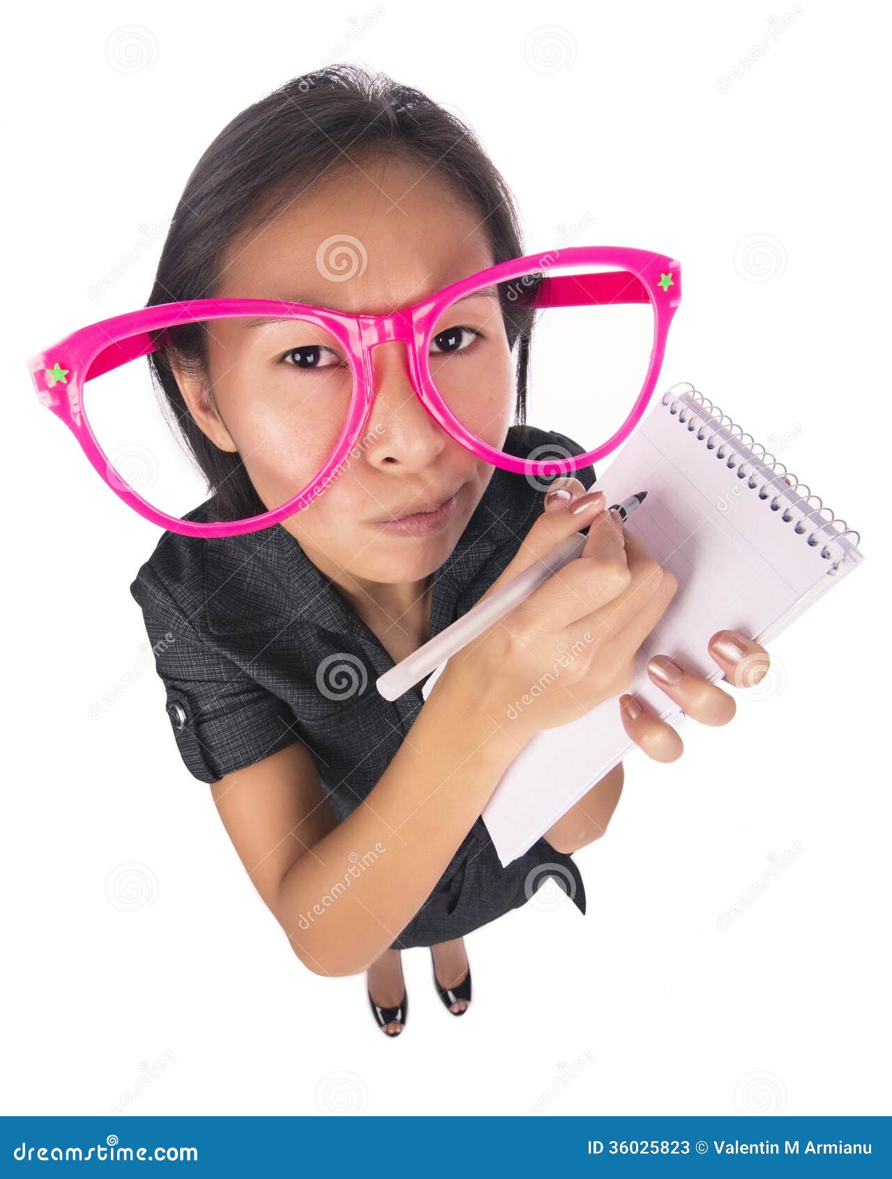 Mujer Divertida Que Toma Notas Imagen de archivo - Imagen de copia ...