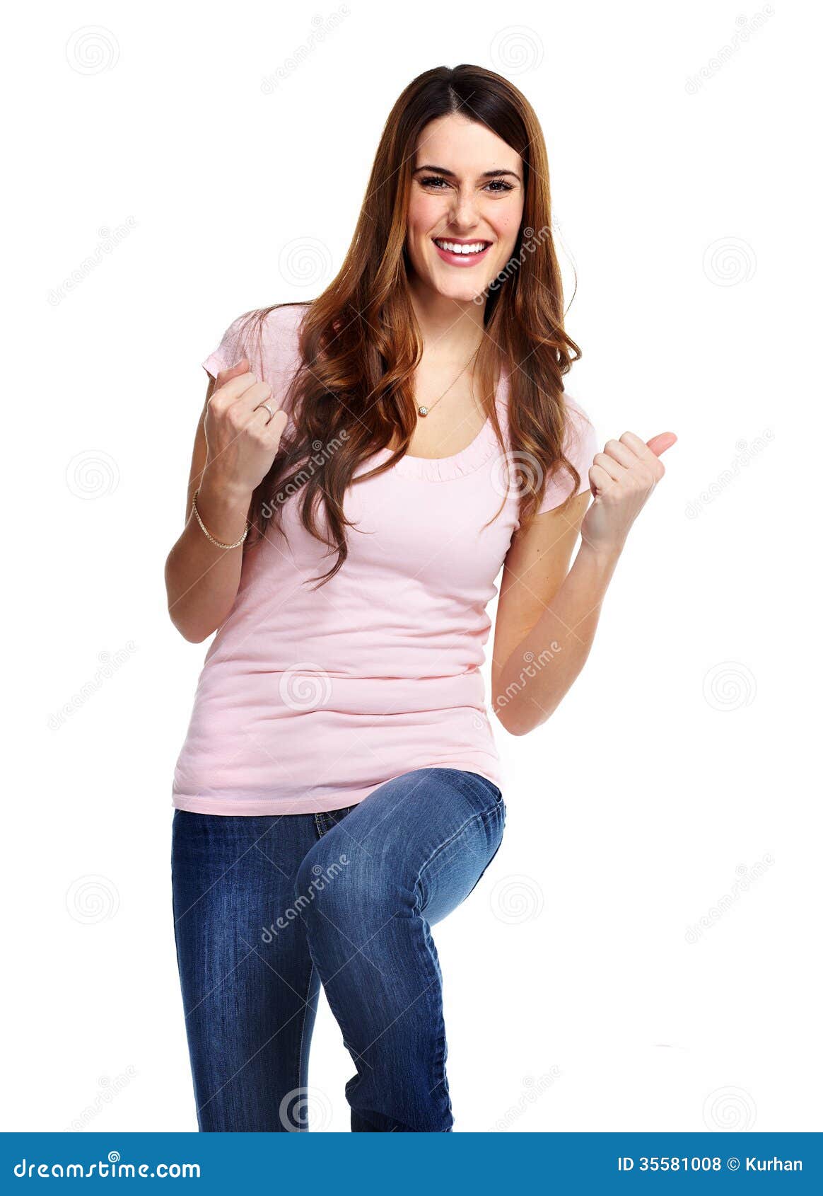 Mujer emocionada feliz. foto de archivo. Imagen de mujer - 35581008