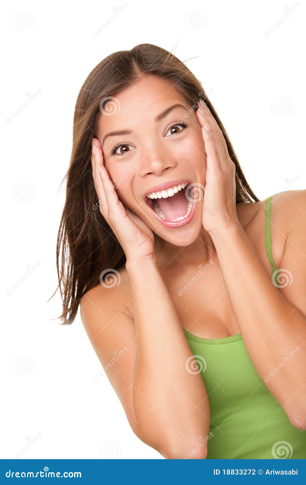 Mujer Emocionada Sorprendida Foto de archivo - Imagen de fondo, aislado ...