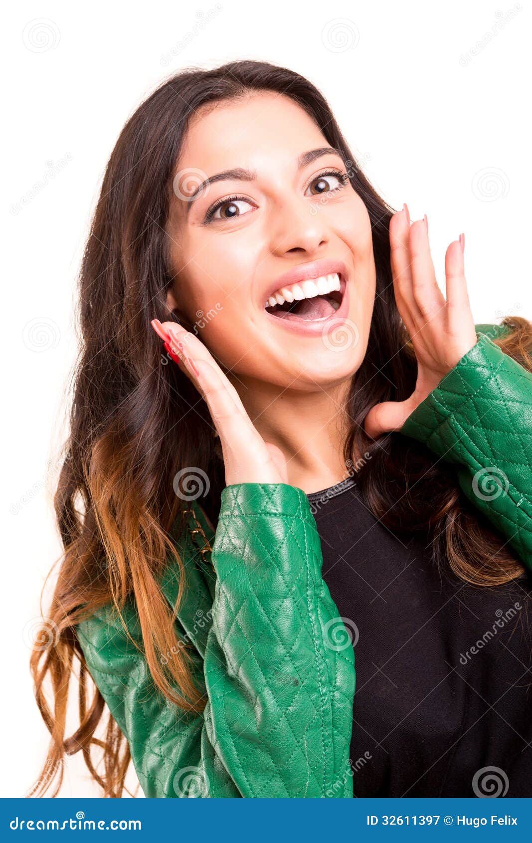 Mujer feliz imagen de archivo. Imagen de excitado, fondo - 32611397