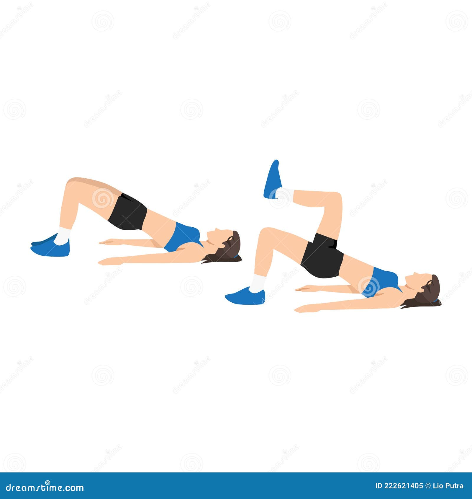 Mujer Haciendo Ejercicio De Puente De Glute Ilustración Del Vector