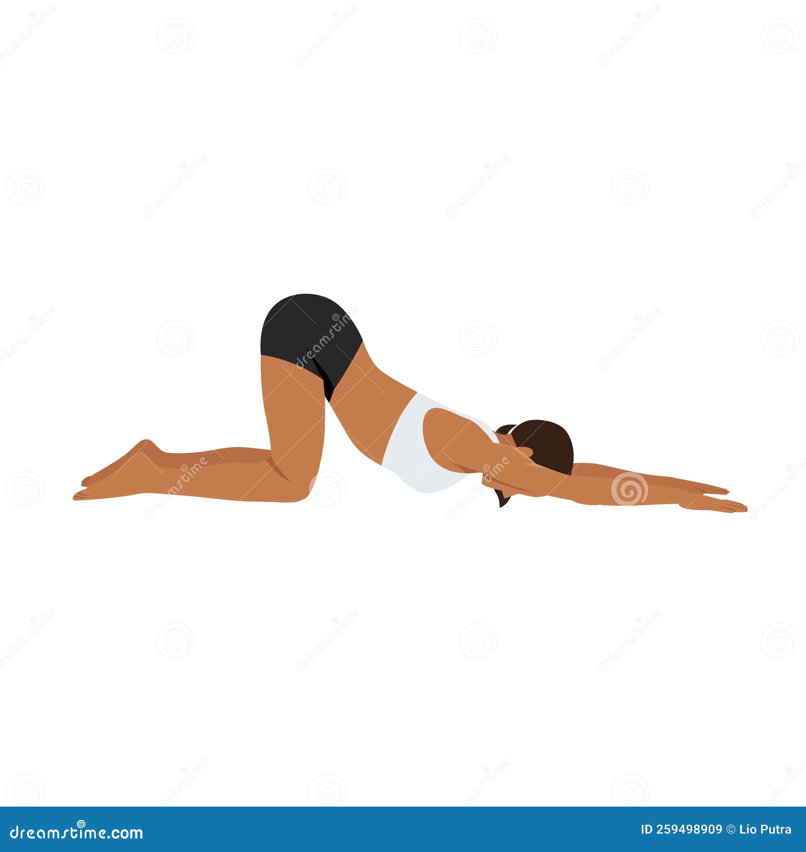 Mujer Haciendo Pose De Perro Perrito Anahatasana Mitad Pose De Perro
