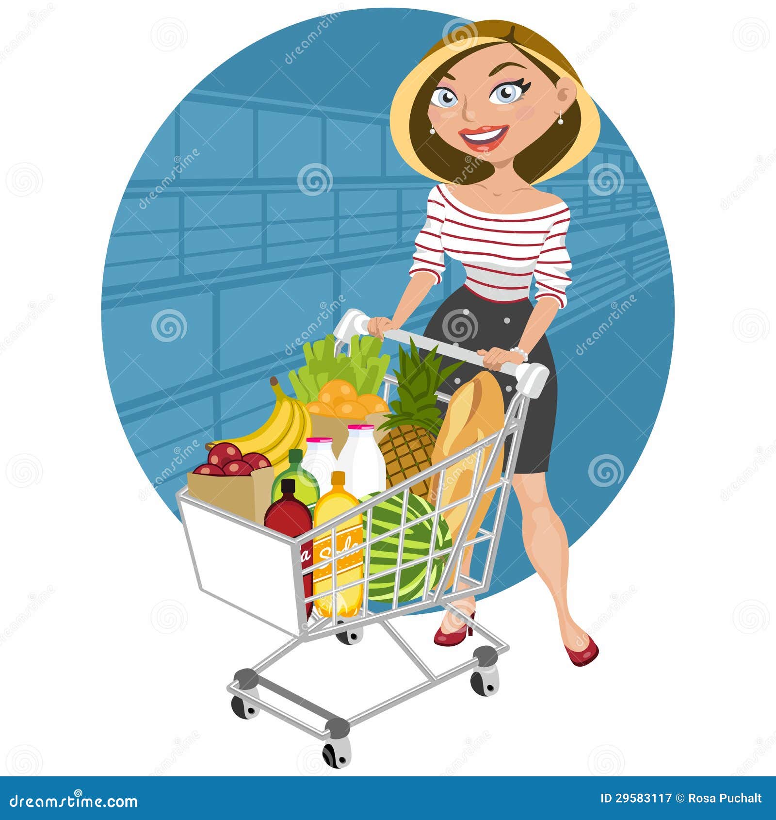 Mujer Hermosa En El Supermercado Ilustración del Vector - Ilustración ...