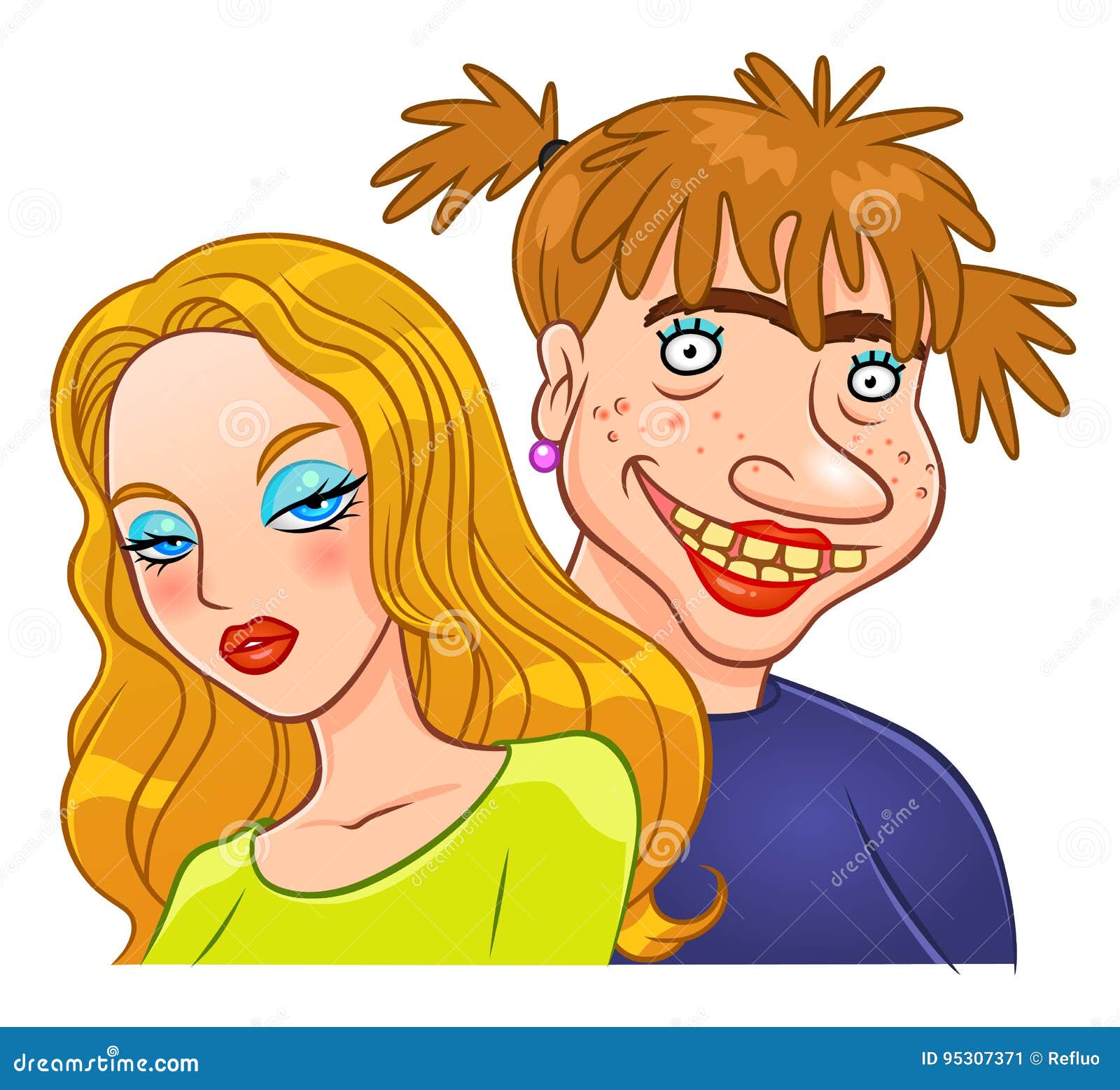 Mujer hermosa y fea ilustración del vector. Ilustración de muchacha ...