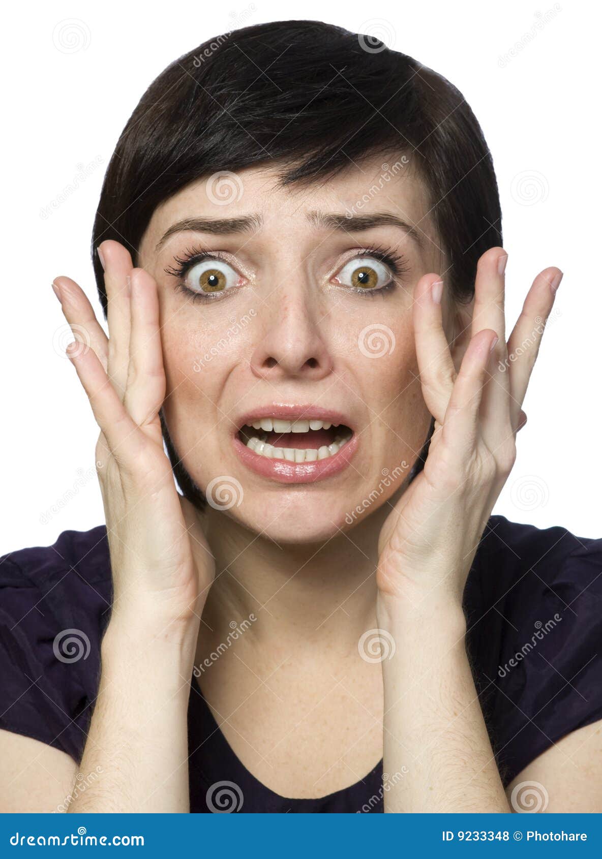 Mujer joven asustada. foto de archivo. Imagen de manos - 9233348