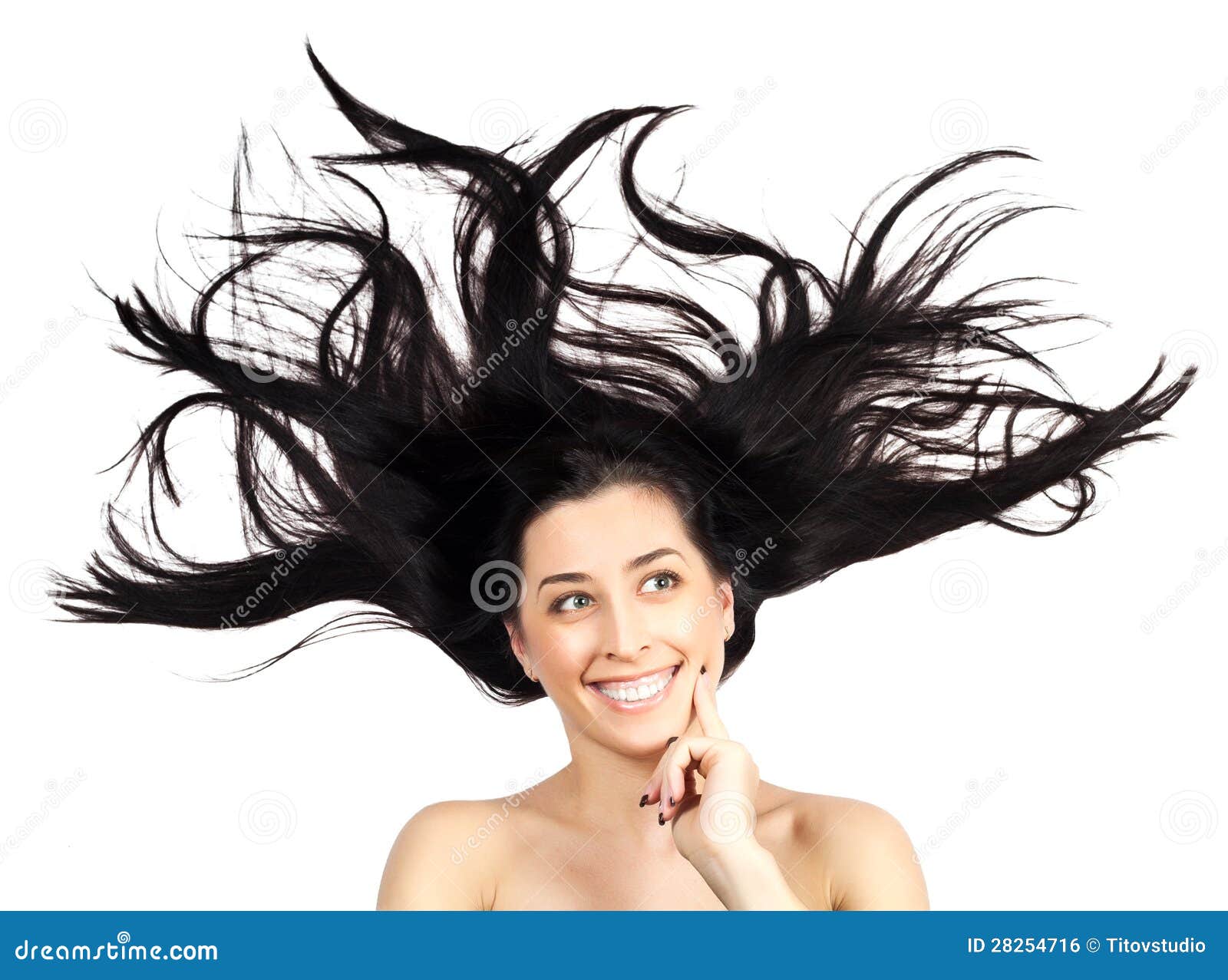 Mujer Joven Con El Pelo Extendido Largo. Aislado Foto de archivo ...
