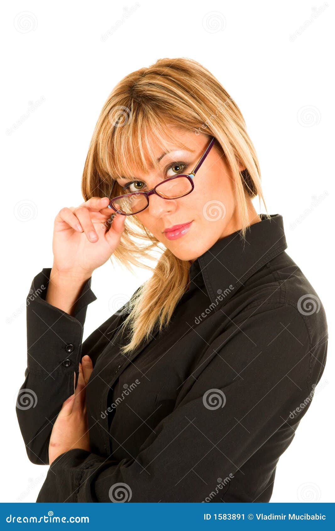 Mujer Joven Hermosa Con Las Lentes Imagen de archivo - Imagen de ...