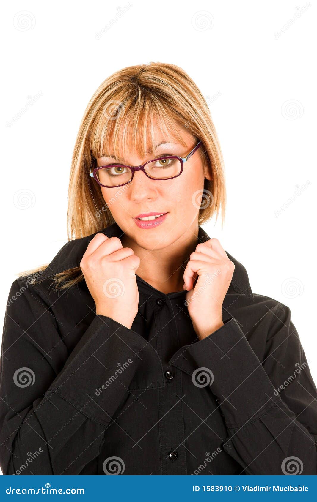 Mujer Joven Hermosa Con Las Lentes Foto de archivo - Imagen de aislado ...