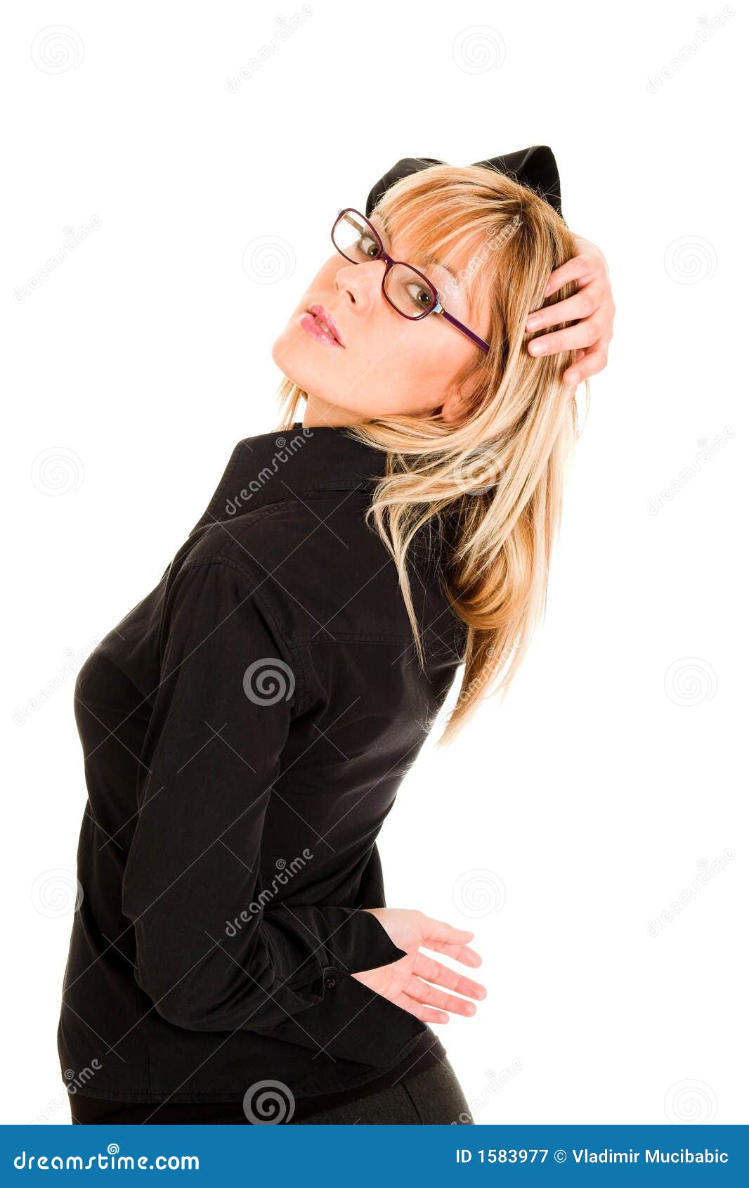 Mujer Joven Hermosa Con Las Lentes Imagen de archivo - Imagen de ...