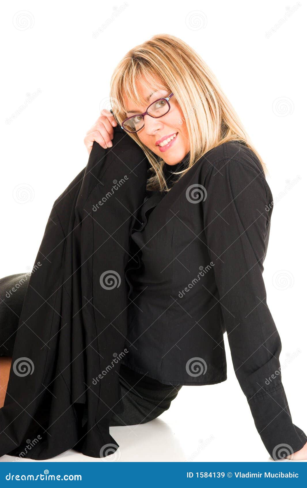 Mujer Joven Hermosa Con Las Lentes Imagen de archivo - Imagen de feliz ...