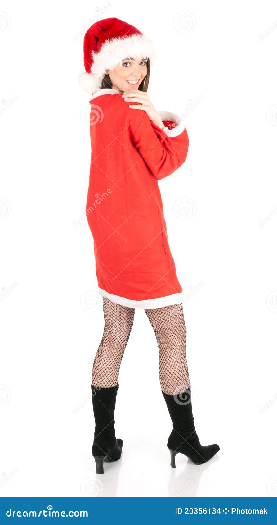 Mujer Joven Sonriente En La Ropa De Santa Foto de archivo - Imagen de ...