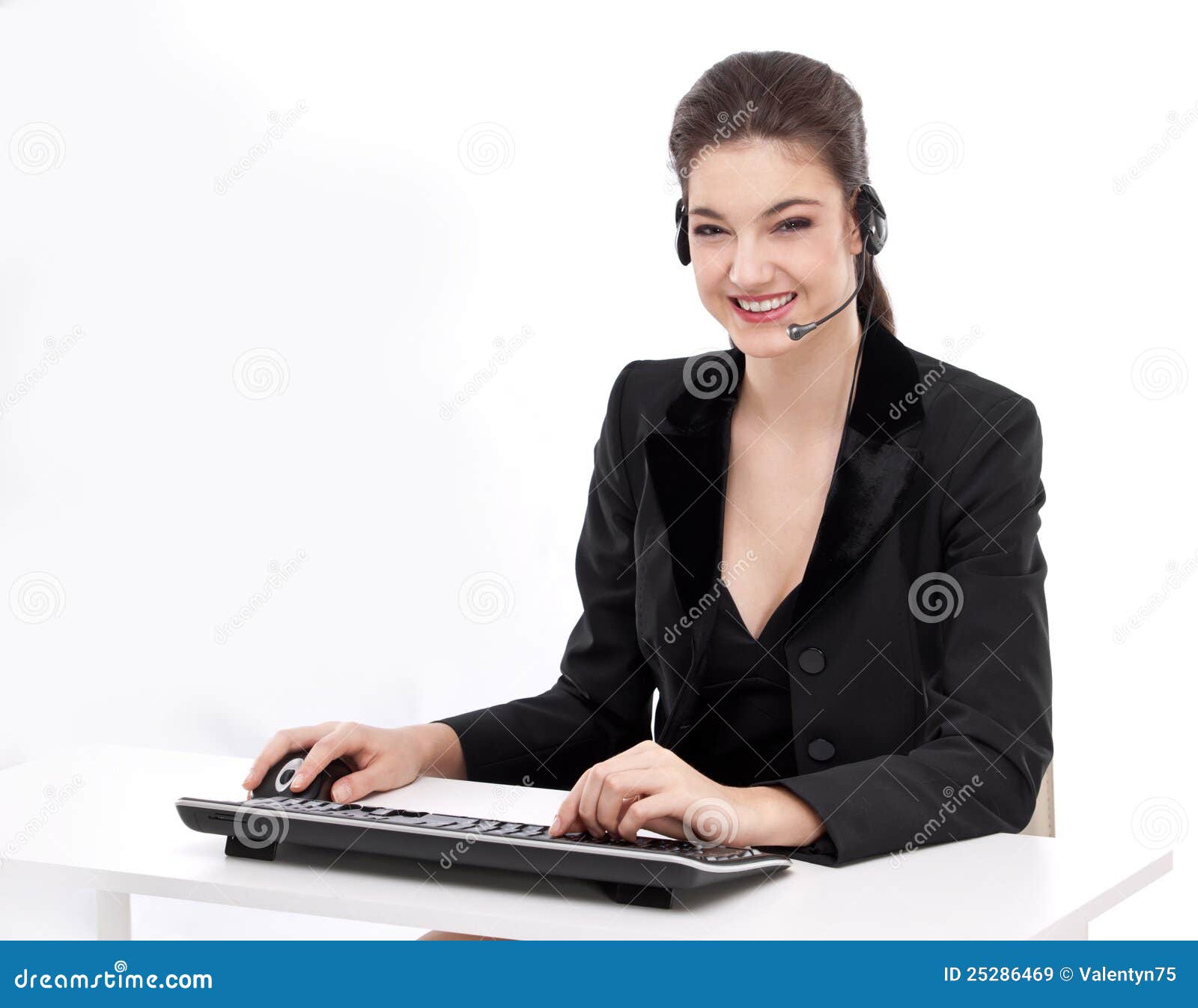 Mujer Joven Sonriente - Operador Imagen de archivo - Imagen de mujer ...
