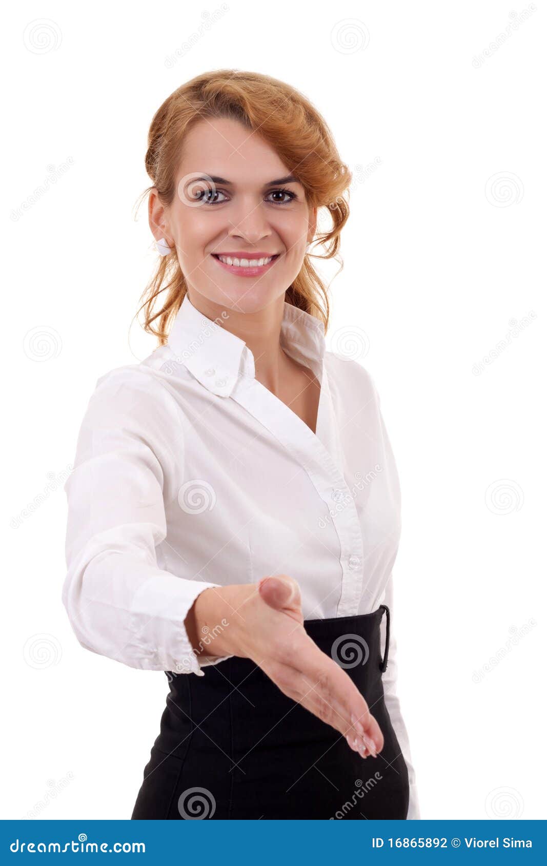 Mujer Lista Para Sacudir Las Manos Foto de archivo - Imagen de manera ...