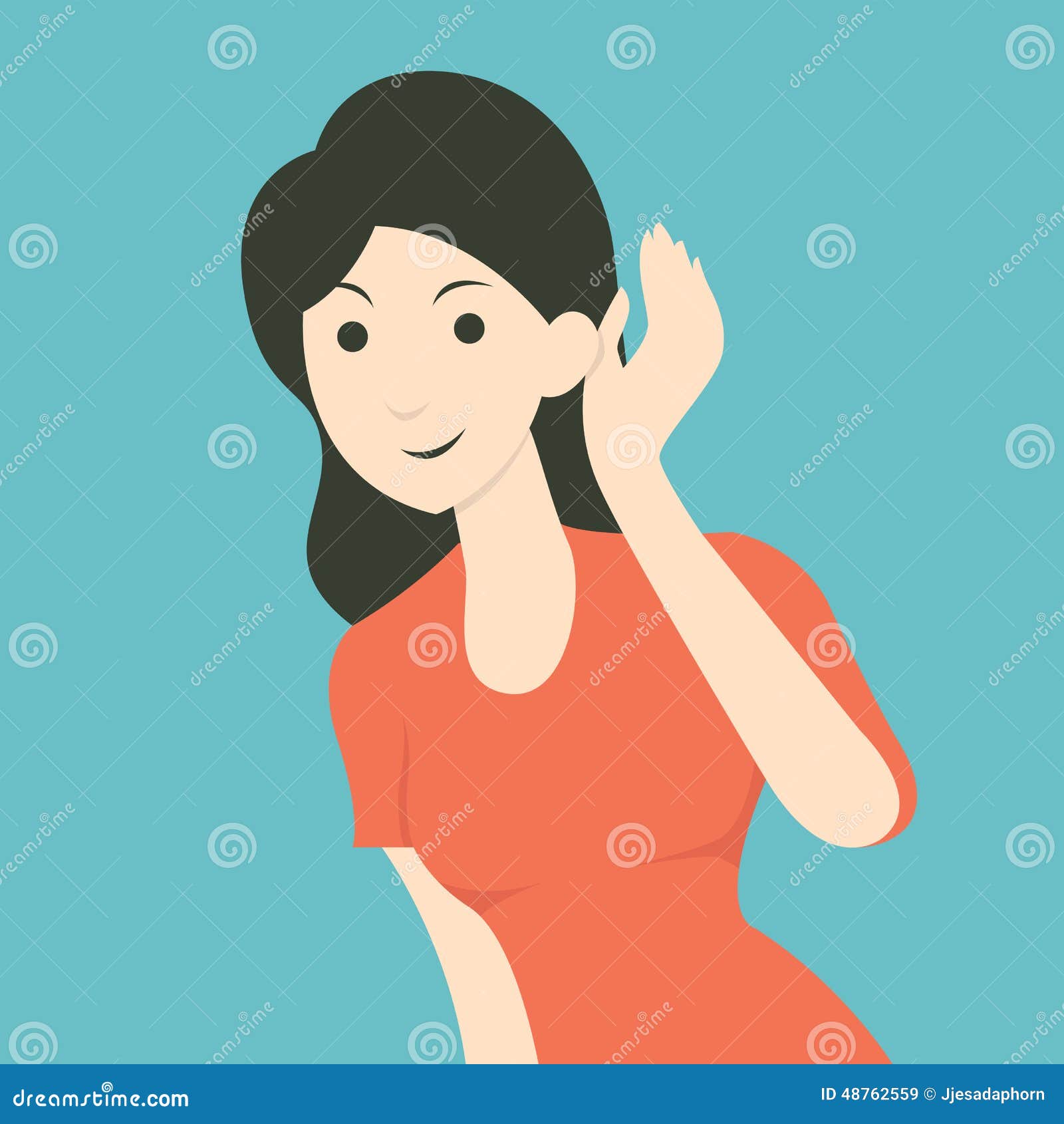 Mujer listenning ilustración del vector. Ilustración de joven - 48762559