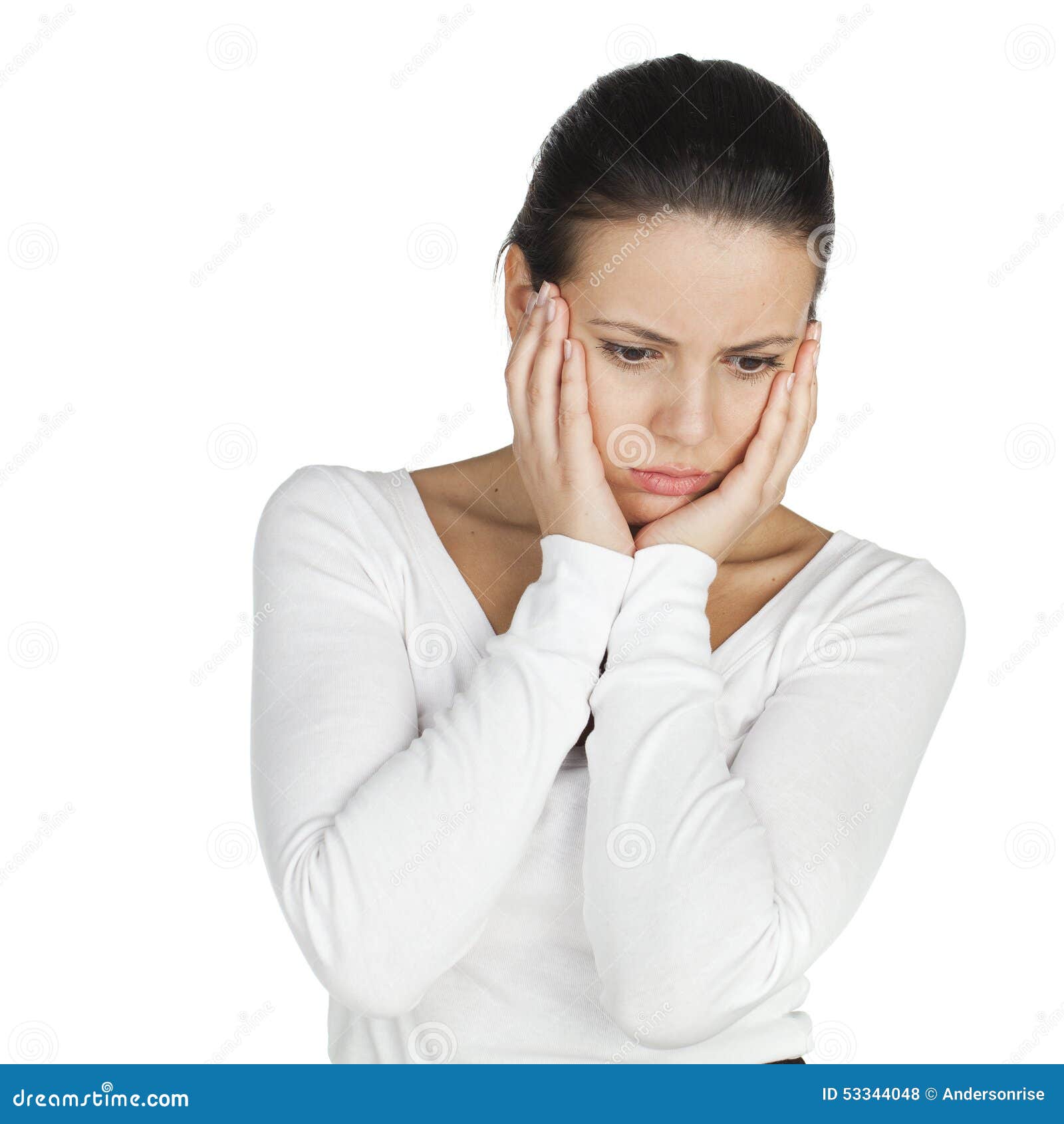 Mujer Morena Atractive Joven Subrayada Y Presionada, Aislada Foto de ...