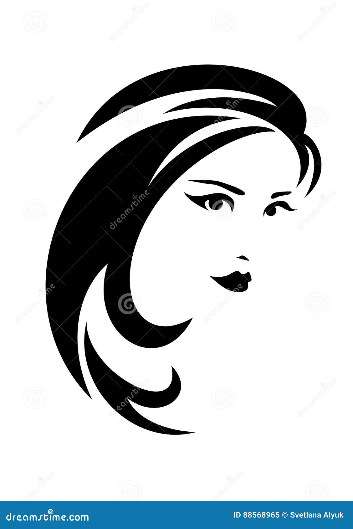 Mujer Morena Con Diseño Largo Del Vector Del Pelo Ilustración del ...