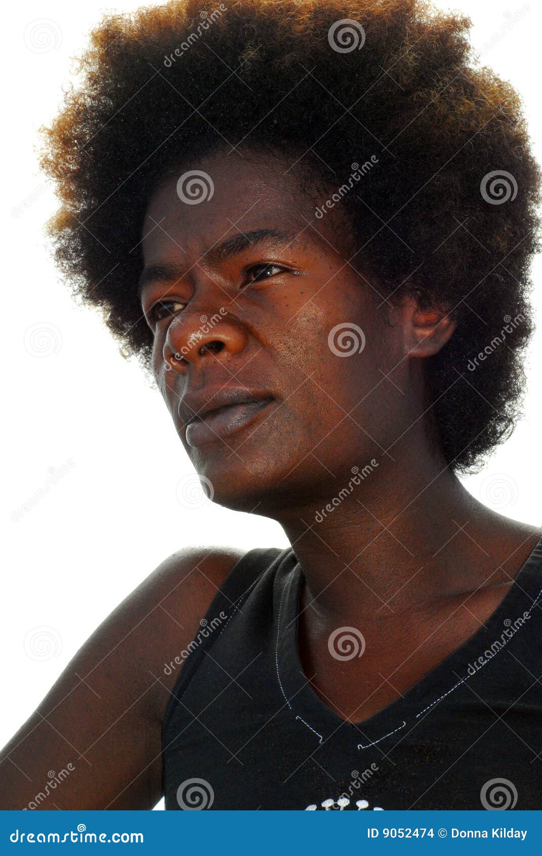 Mujer Negra Con El Pelo Afro Foto de archivo - Imagen de nariz, costura ...