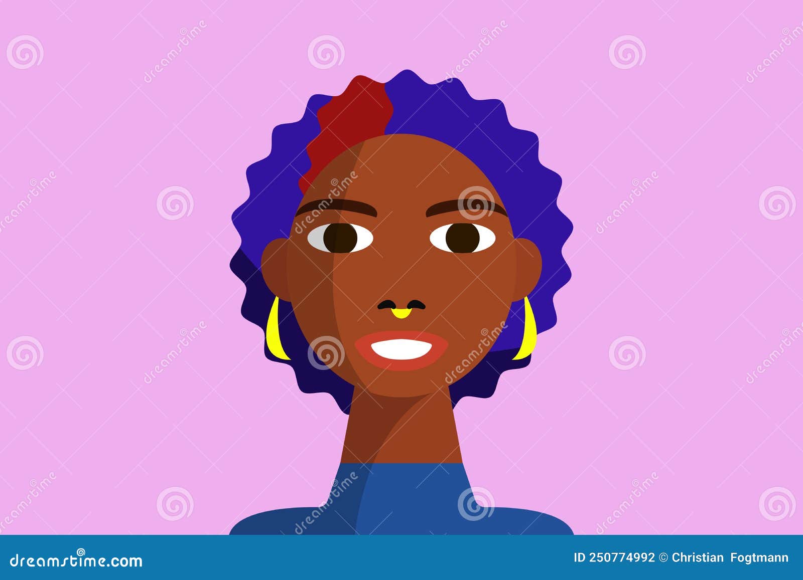 Mujer Negra Con Un Colorido Icono De Cabello Ilustración del Vector ...