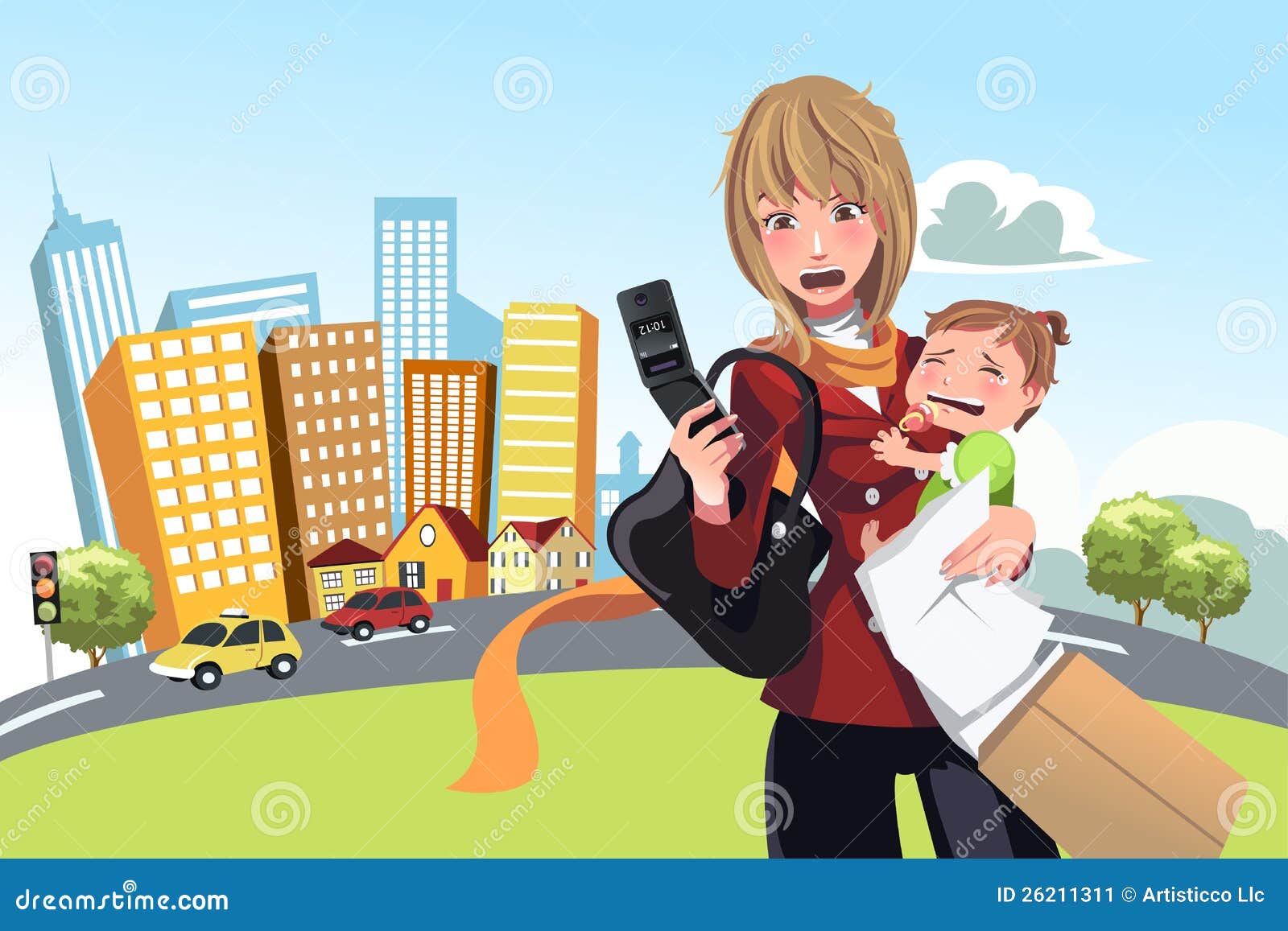 Mujer ocupada ilustración del vector. Ilustración de moderno - 26211311