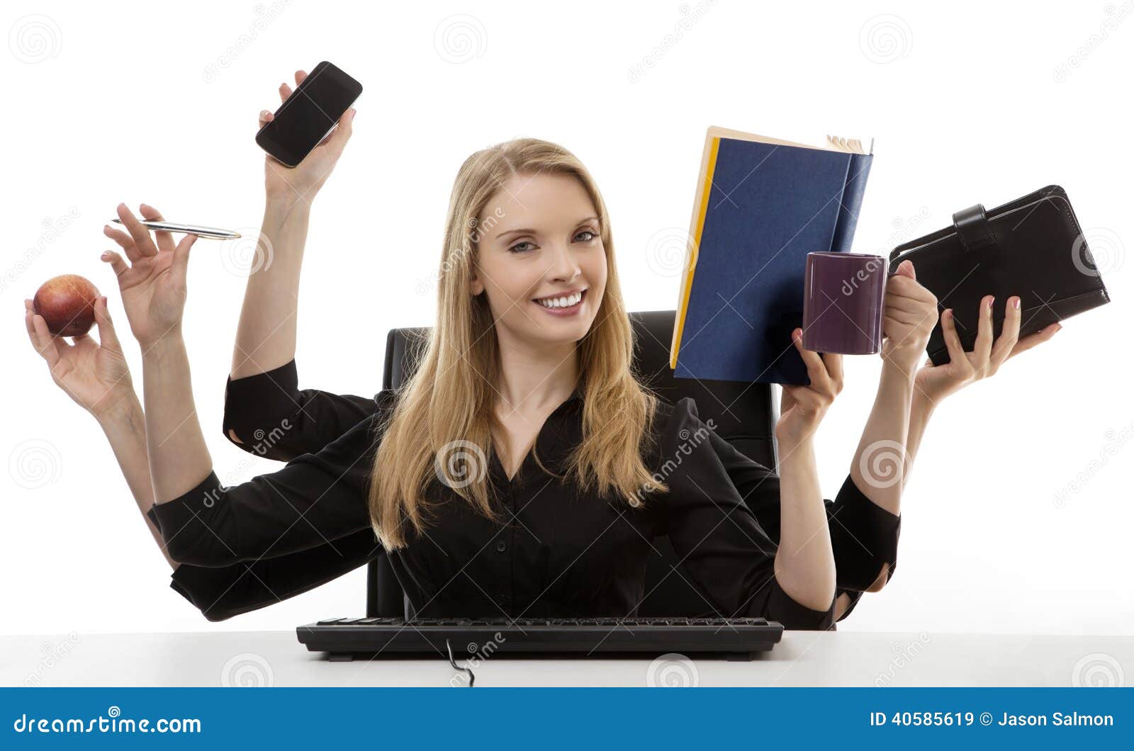 Mujer Ocupada En Su Escritorio Imagen de archivo - Imagen de persona ...