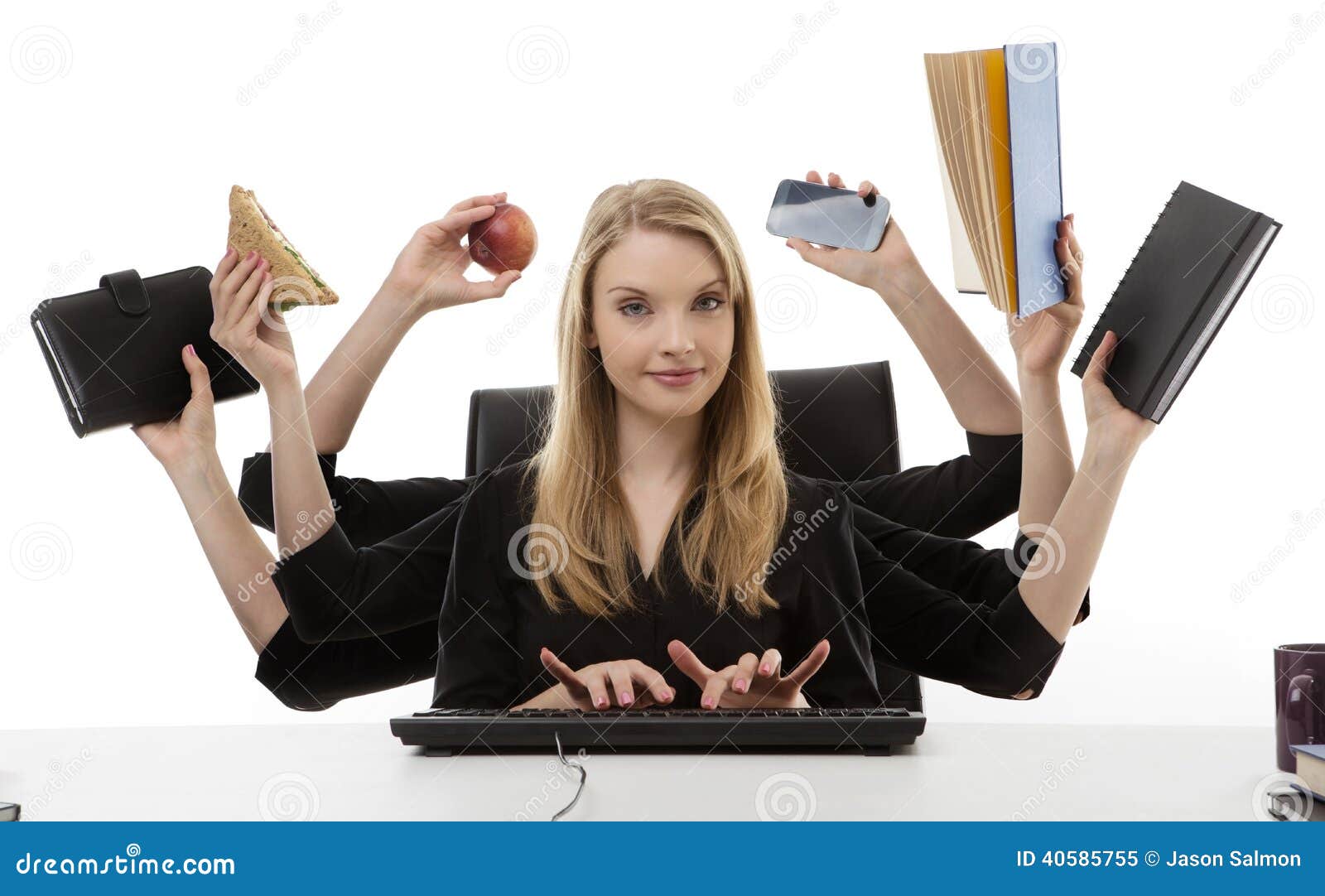 Mujer Ocupada En Su Escritorio Imagen de archivo - Imagen de mujer ...