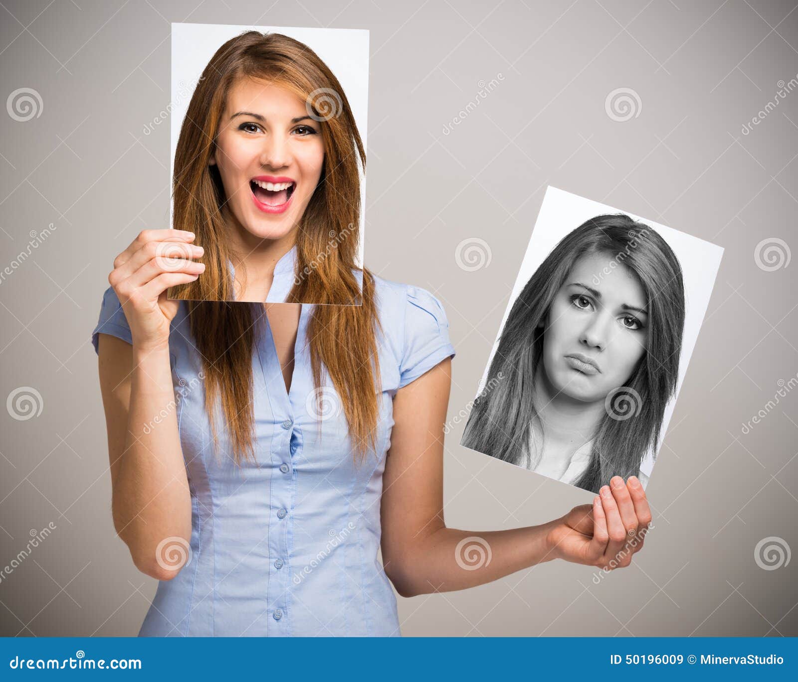 Mujer que cambia su humor imagen de archivo. Imagen de felicidad - 50196009