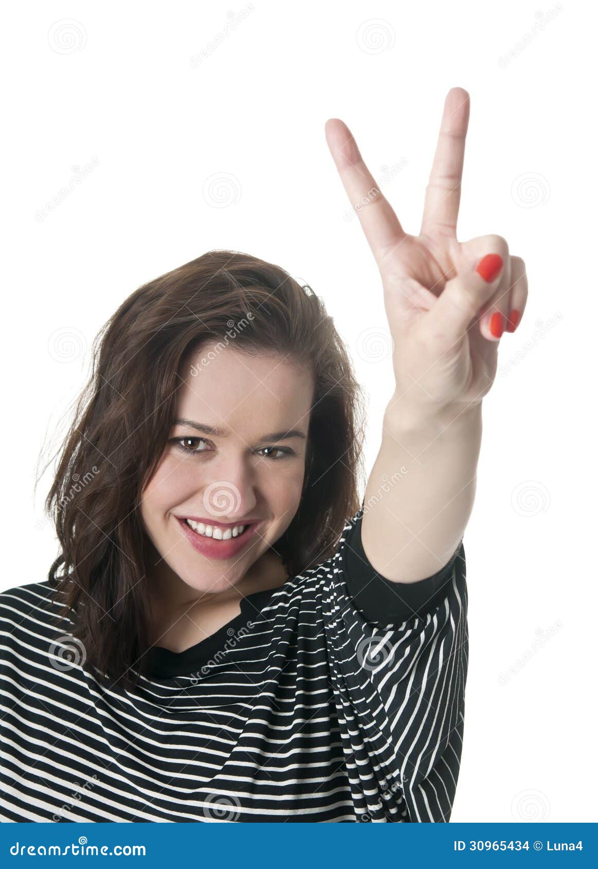 Mujer Que Da El Signo De La Paz Foto de archivo - Imagen de atractivo ...