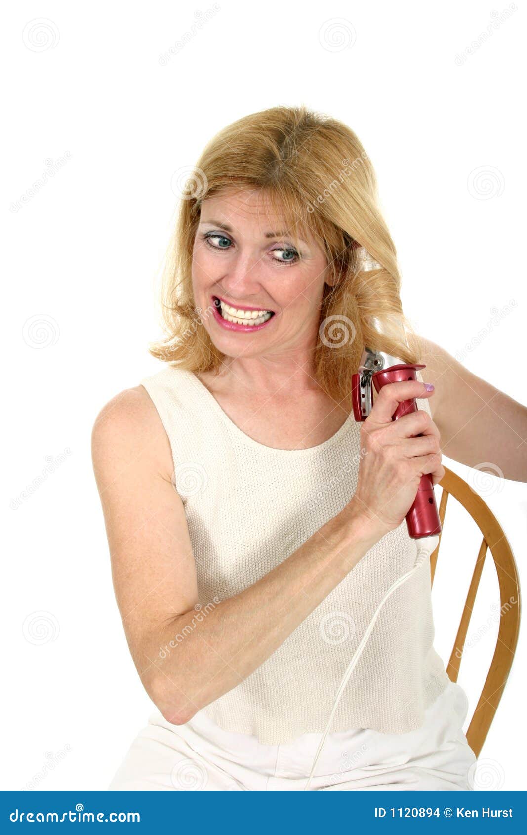 Mujer Que Encrespa El Pelo Enredado Foto de archivo - Imagen de primer ...