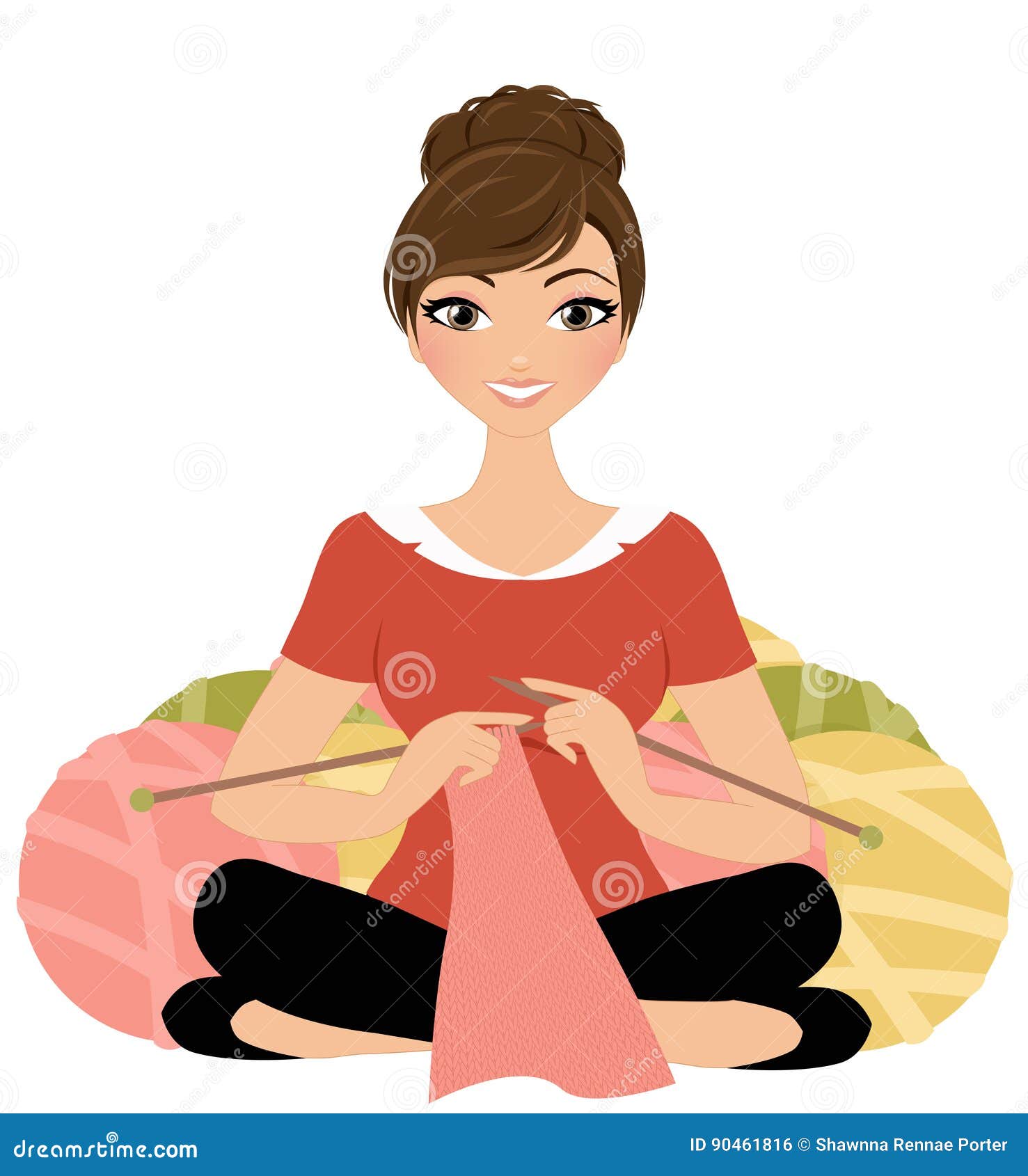 Mujer que hace punto stock de ilustración. Ilustración de mano - 90461816