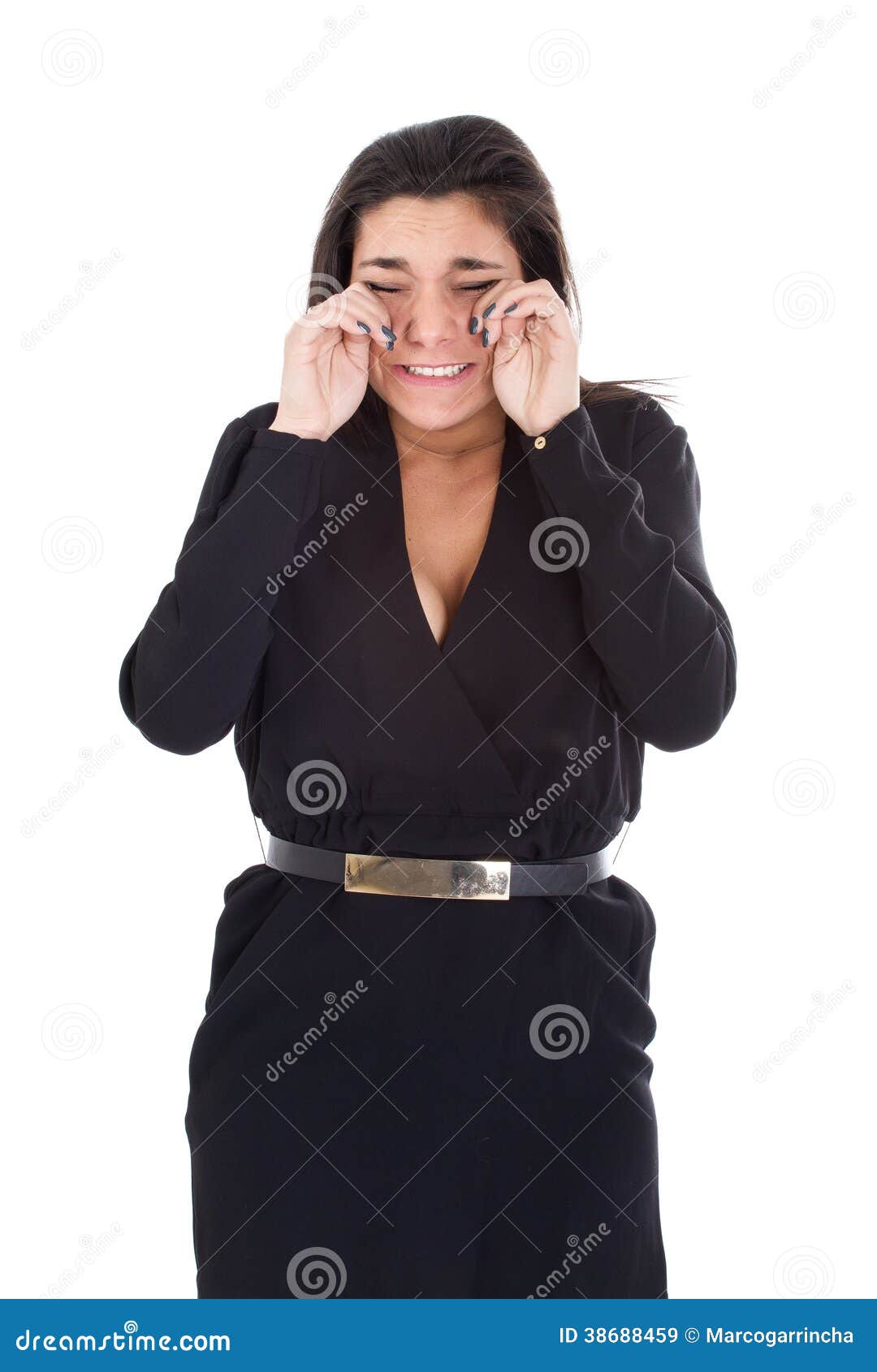 Mujer Que Llora En El Fondo Blanco Imagen de archivo - Imagen de ...