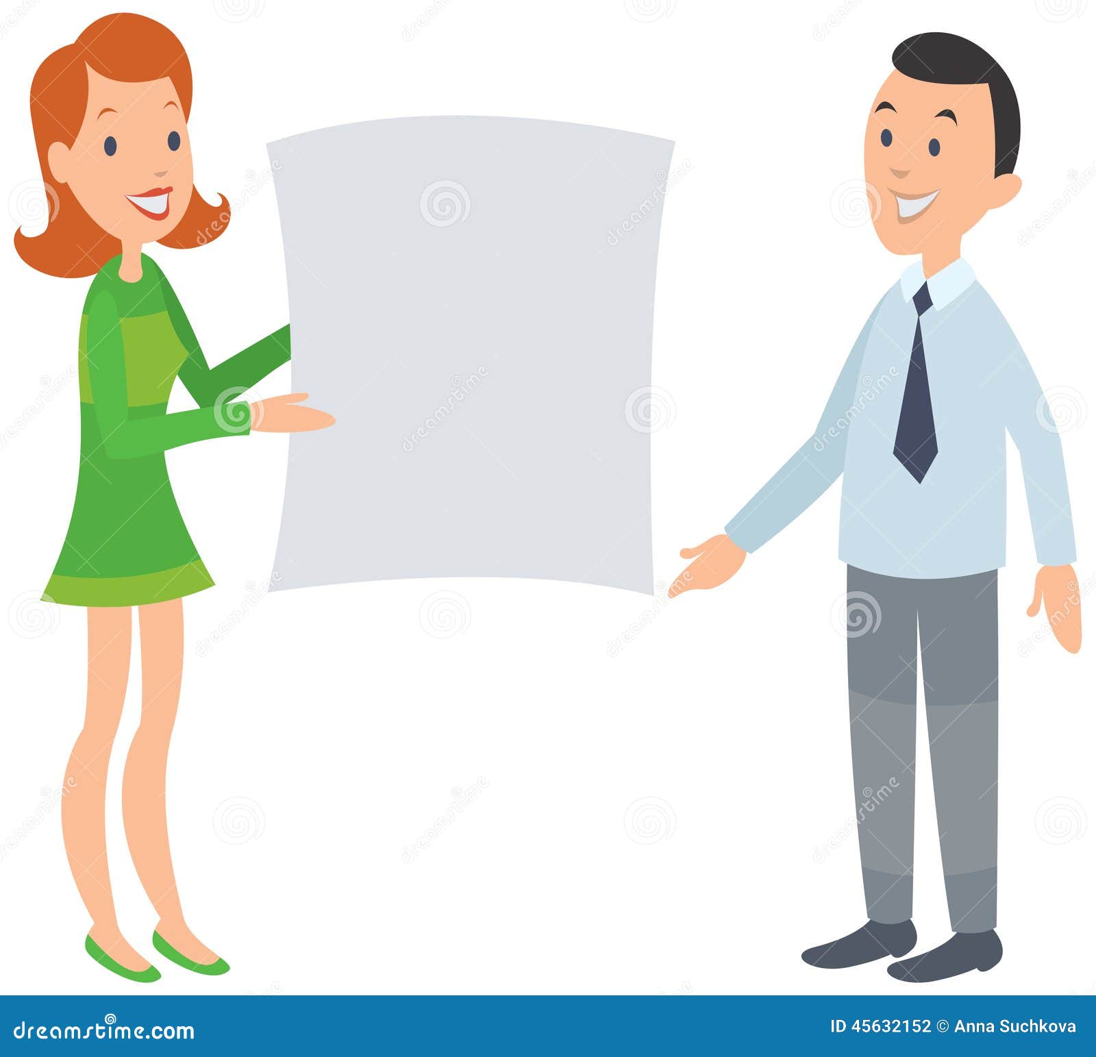 Mujer Que Muestra a Hombre Un Documento Grande Ilustración del Vector ...