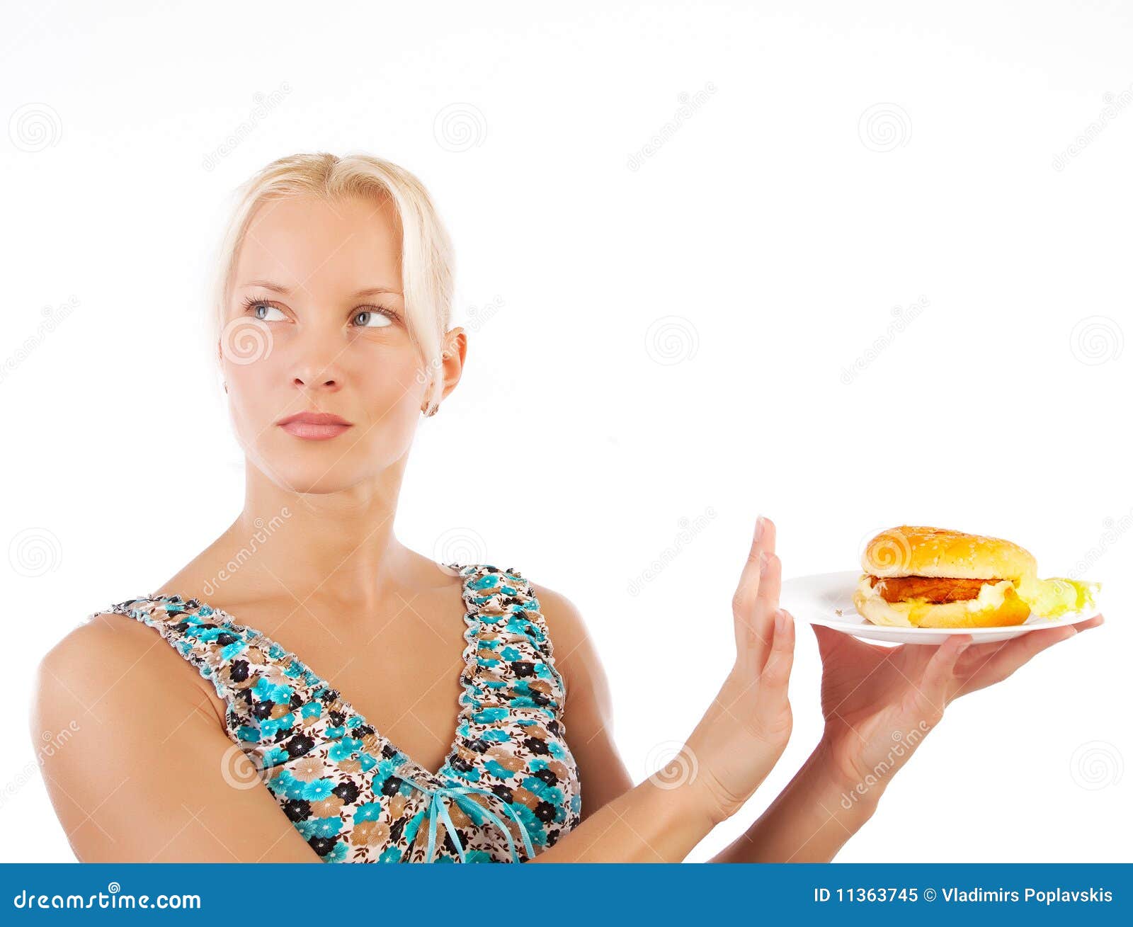 Mujer Que Rechaza Comer El Alimento Malsano Imagen de archivo - Imagen ...
