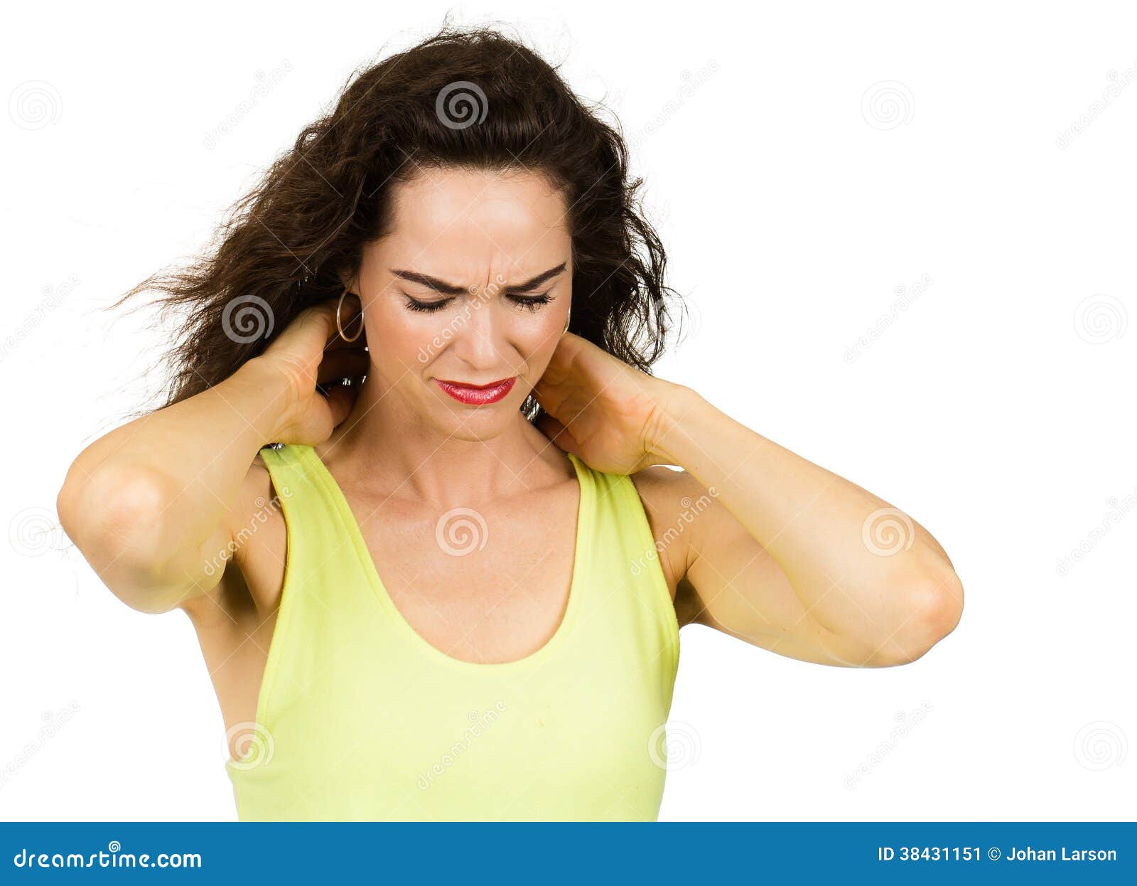 Mujer Que Sufre De Cuello Dolorido Tieso Imagen de archivo - Imagen de ...