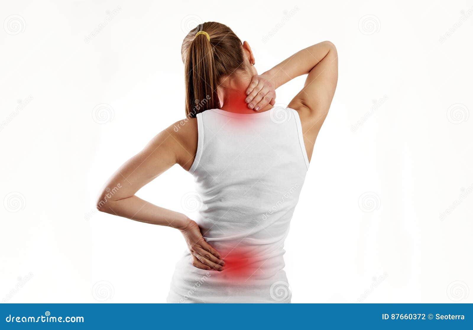 Mujer Que Sufre De Dolor De Espalda Foto de archivo - Imagen de ...