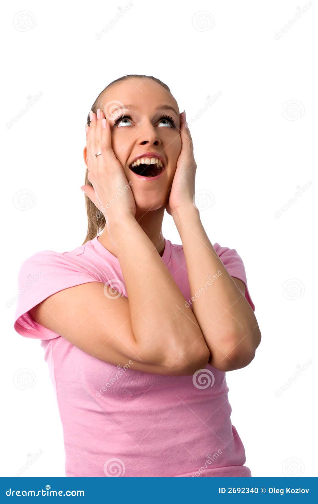 Mujer sorprendida feliz foto de archivo. Imagen de atractivo - 2692340