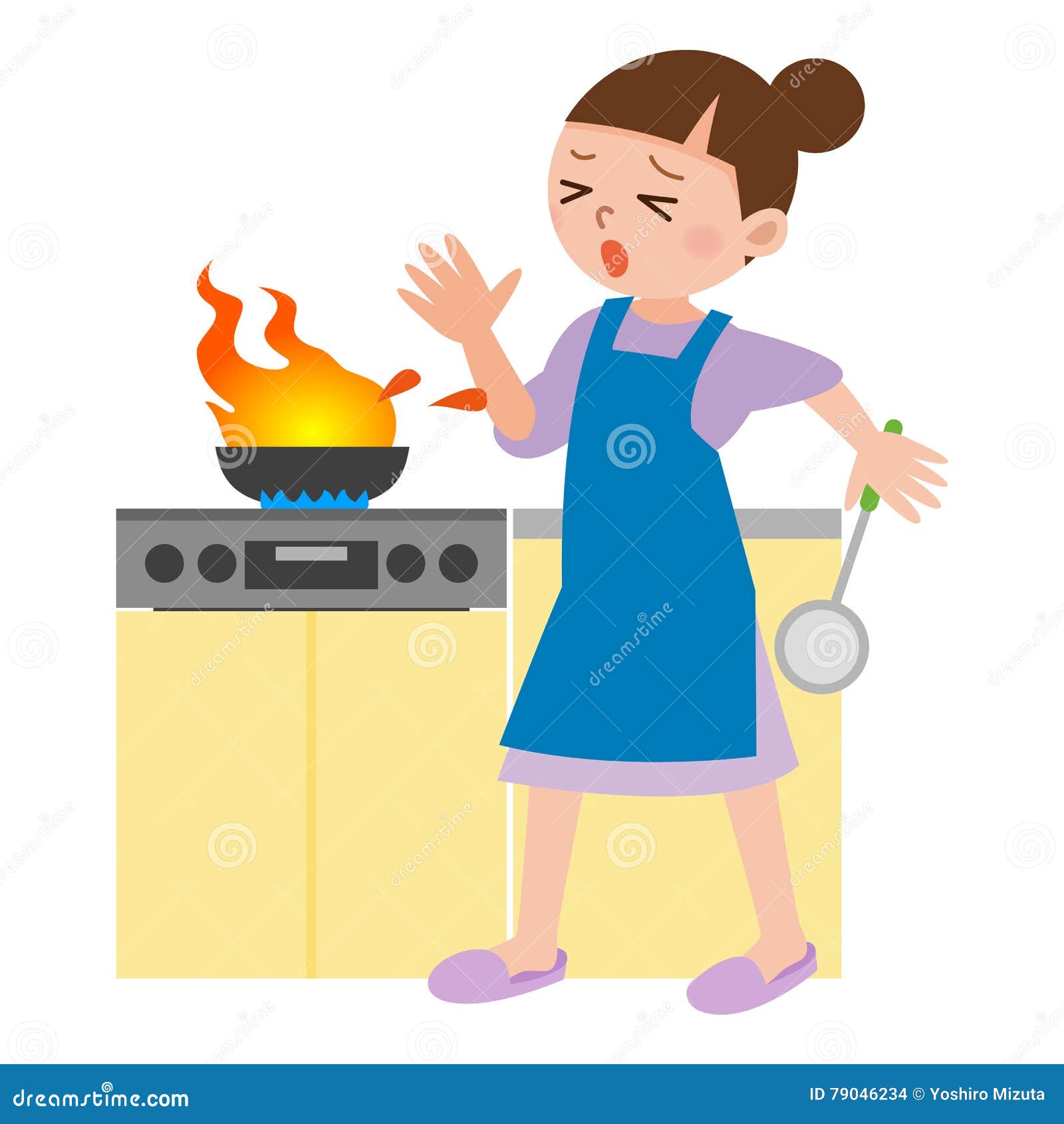 Mujer sorprendida flamear ilustración del vector. Ilustración de cocina ...