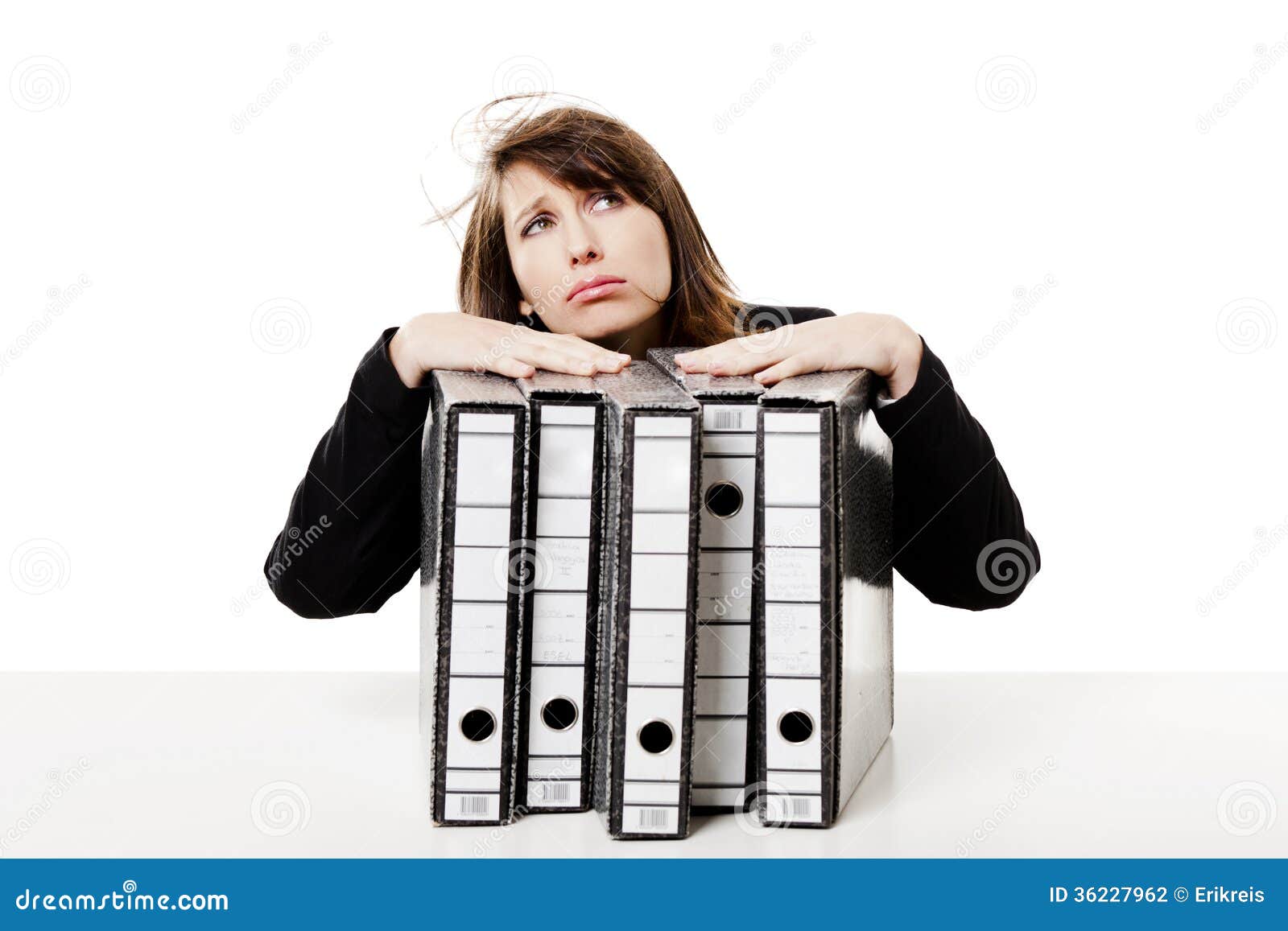 Mujer Subrayada En La Oficina Foto de archivo - Imagen de escritorio ...