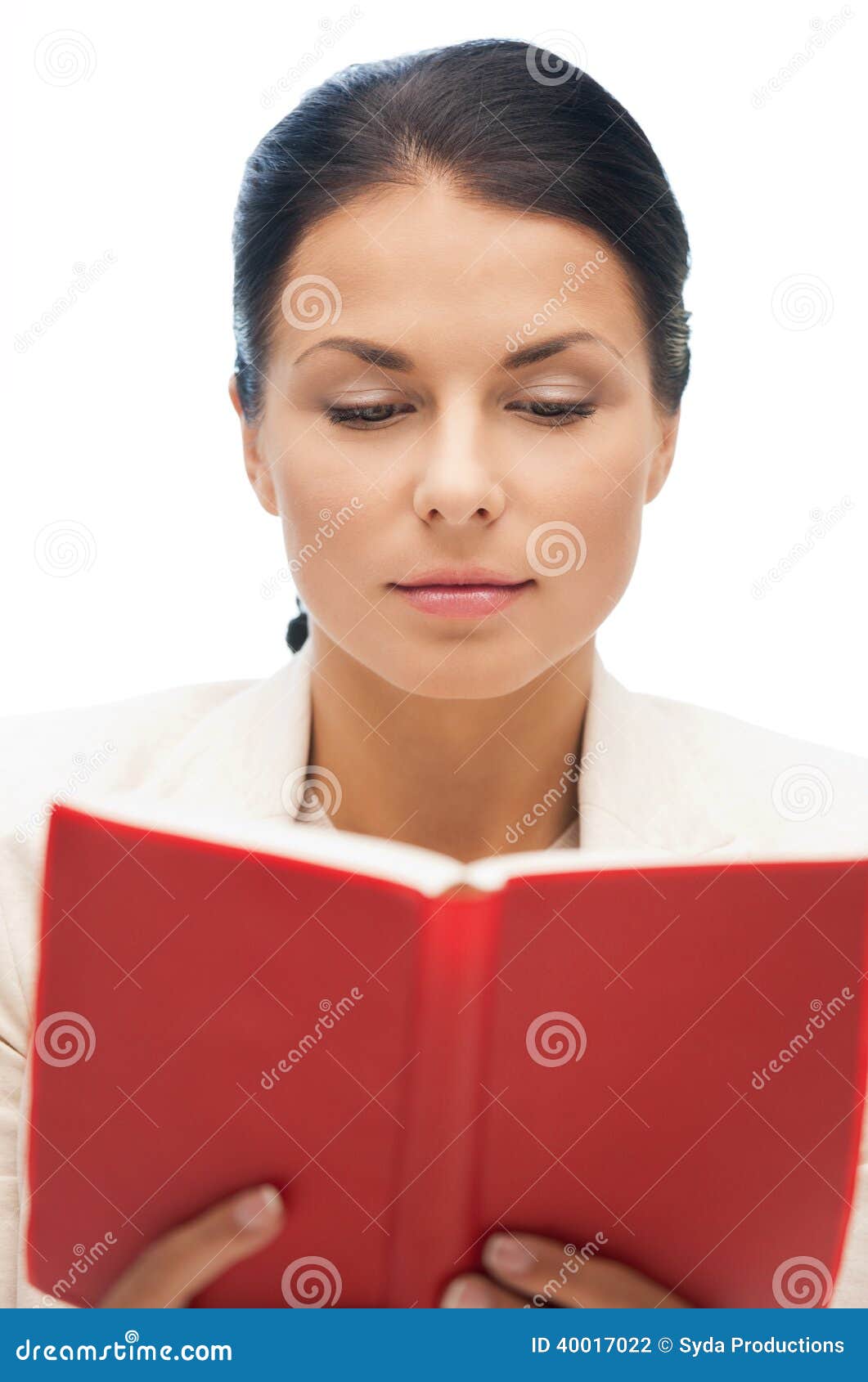 Mujer Tranquila Y Seria Con El Libro Foto de archivo - Imagen de adulto ...