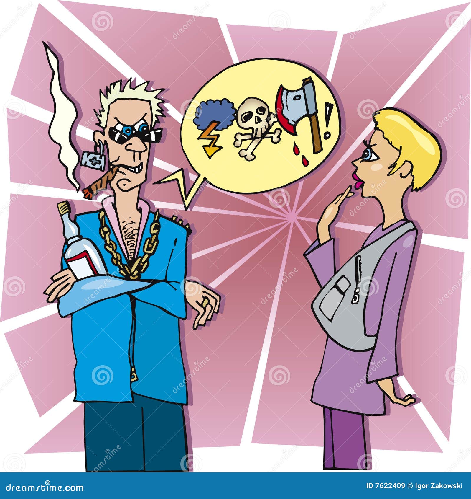 Mujer y hombre grosero ilustración del vector. Ilustración de humo ...